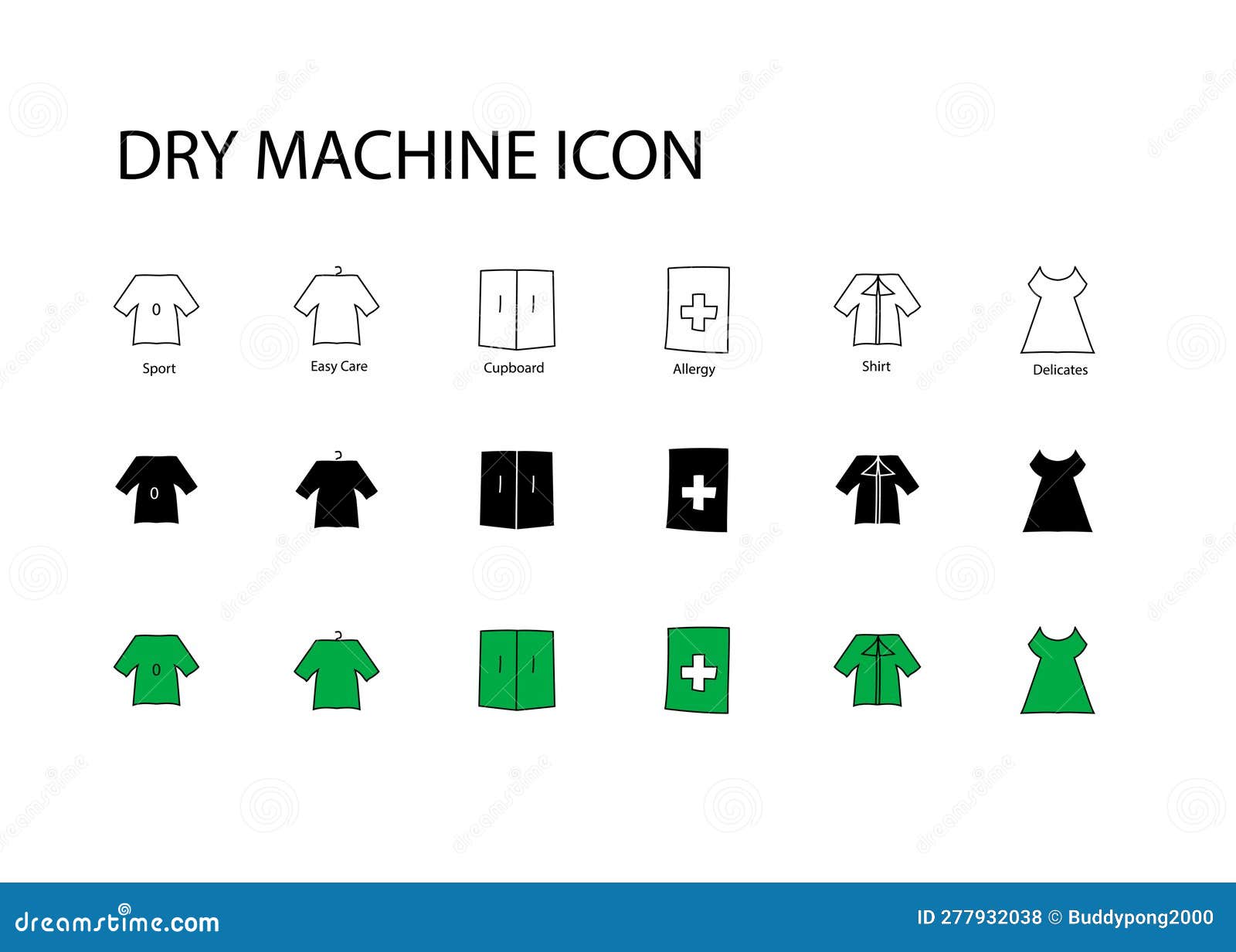 Icon Set of Dryer Machine Hand Draw Doodle Style Stock Vector ...