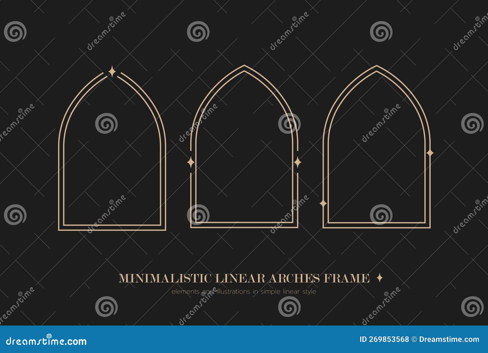 Minimalistic Linear Arches Frame, Elements and Illustrations. Stock ...