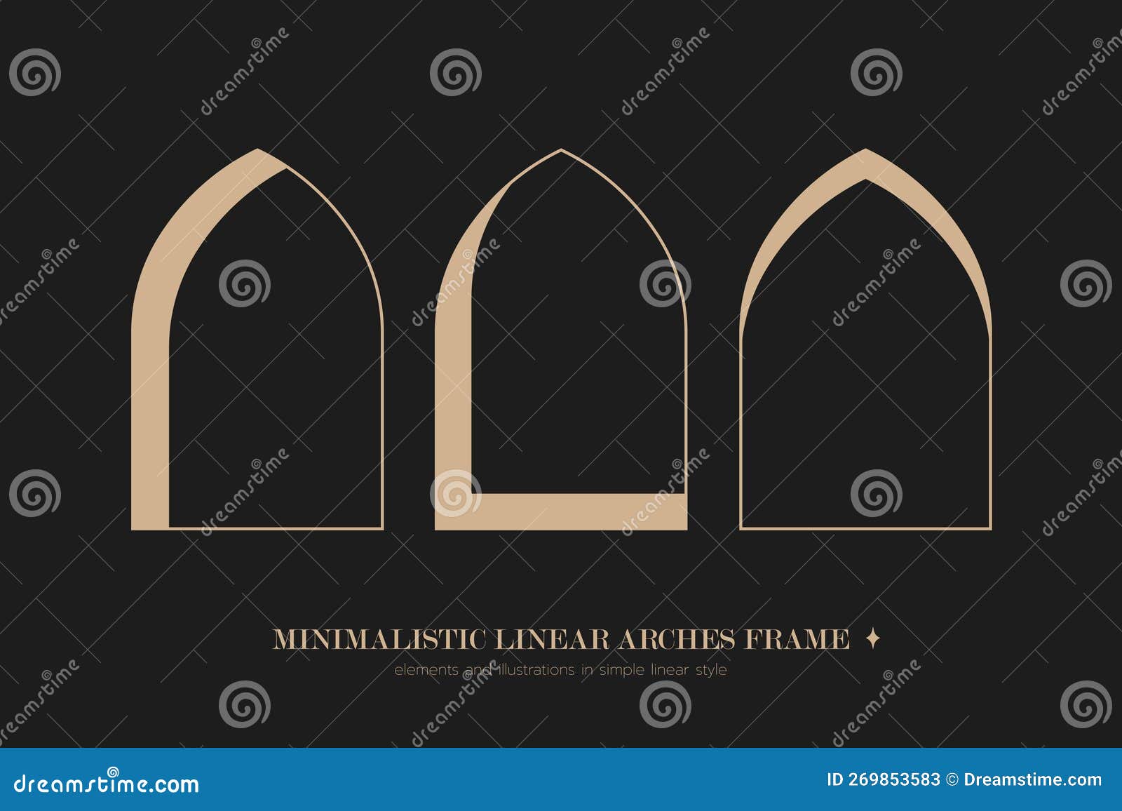 Minimalistic Linear Arches Frame, Elements and Illustrations. Stock Vector - Illustration of ...