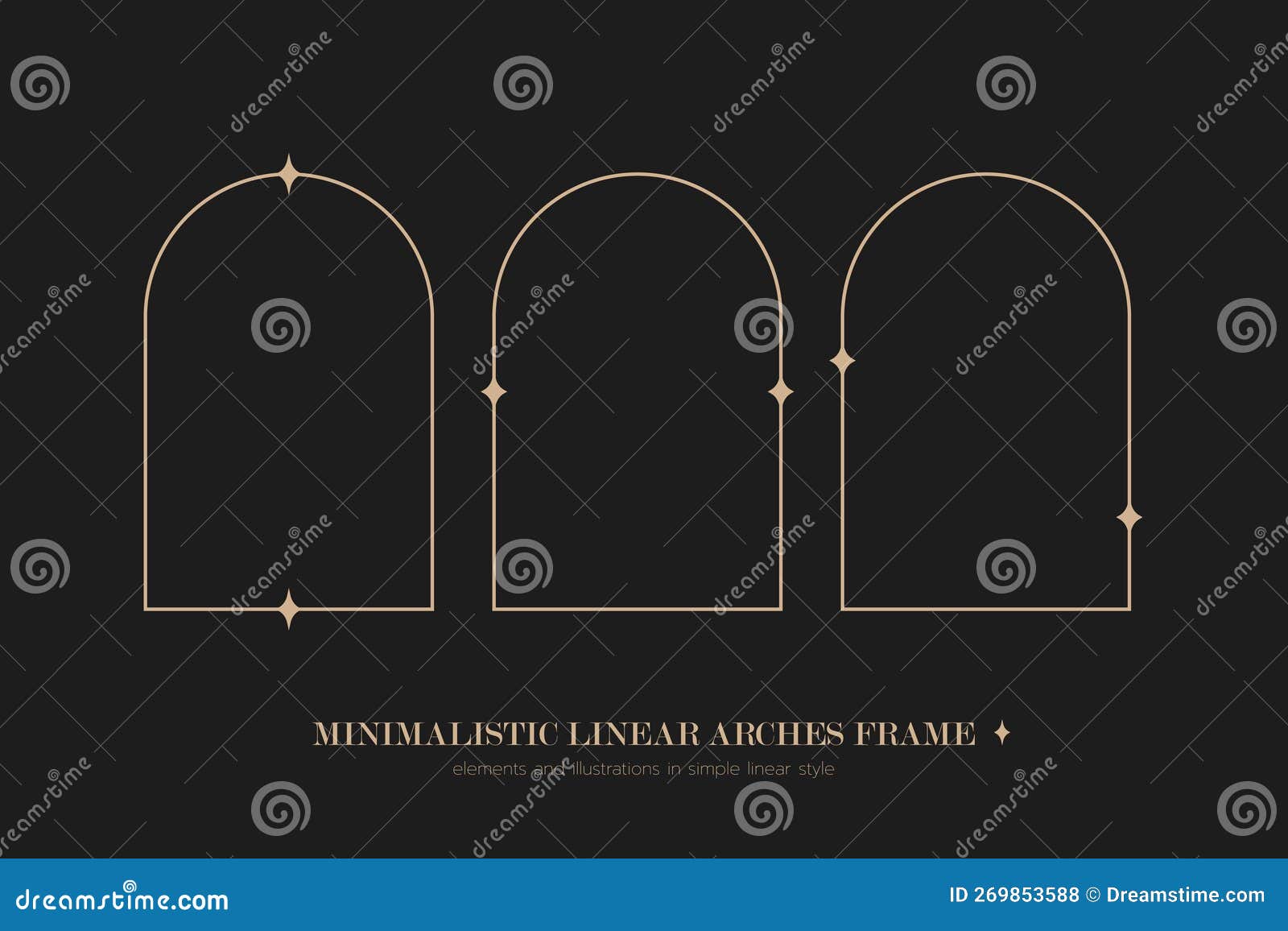 Minimalistic Linear Arches Frame, Elements and Illustrations. Stock ...