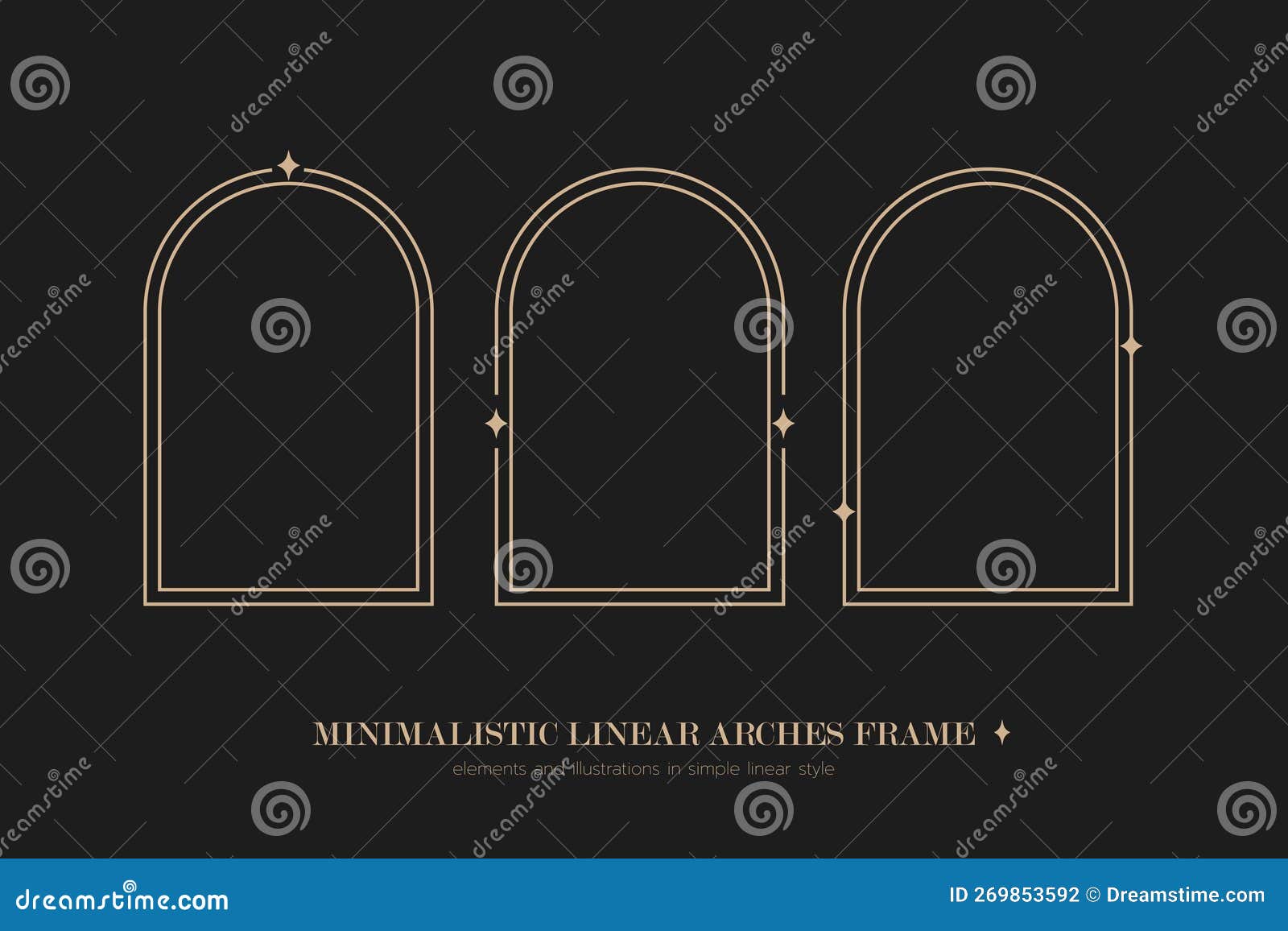 Minimalistic Linear Arches Frame, Elements and Illustrations. Stock ...