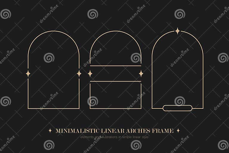 Minimalistic Linear Arches Frame, Elements and Illustrations. Stock ...