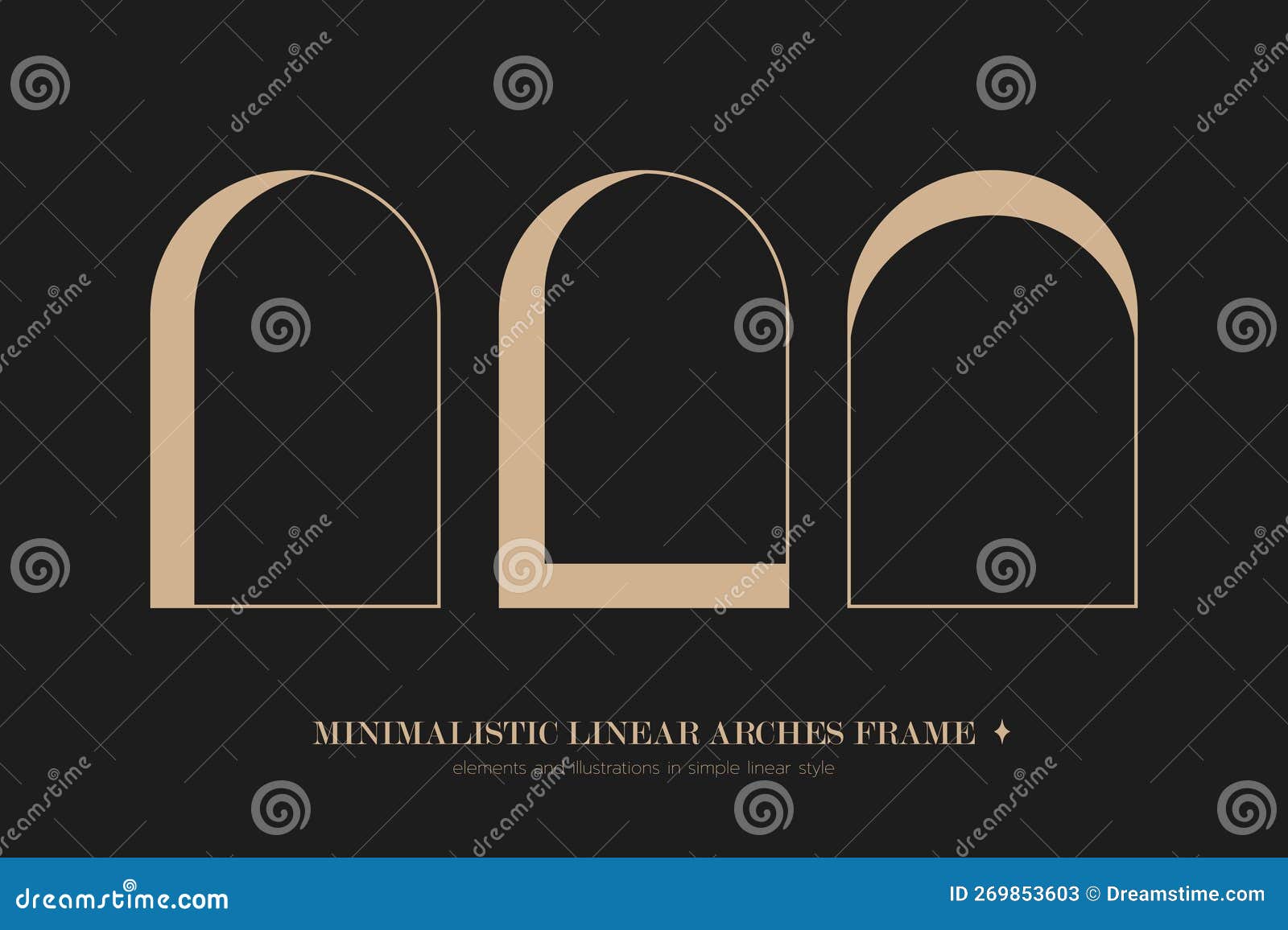 Minimalistic Linear Arches Frame, Elements and Illustrations. Stock ...