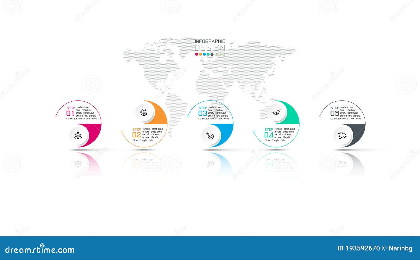 New Circle Design Idea Has Five Steps Use for New Idea Modern Work Plan ...