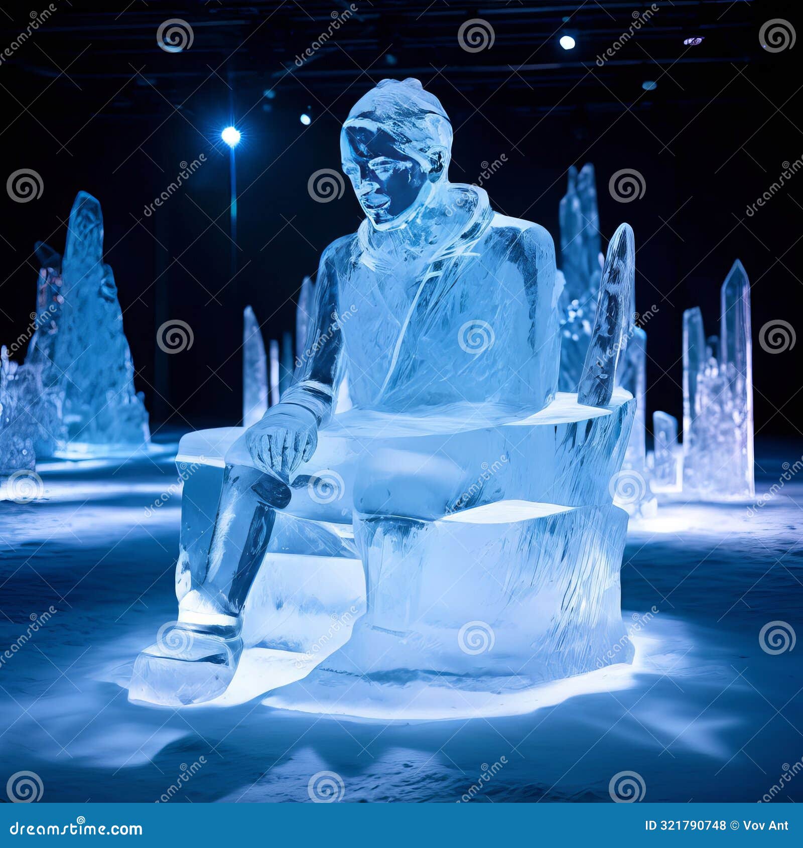 An Art Installation Featuring Sculptures Made of Ice Exploring Stock ...