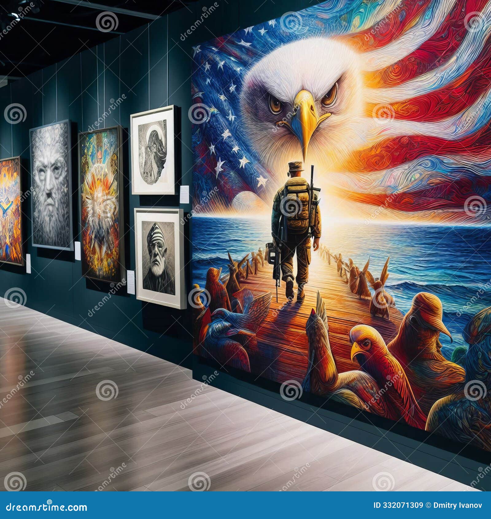 Art Installation Featuring Veterans Artwork an Art in Stock Illustration - Illustration of ...