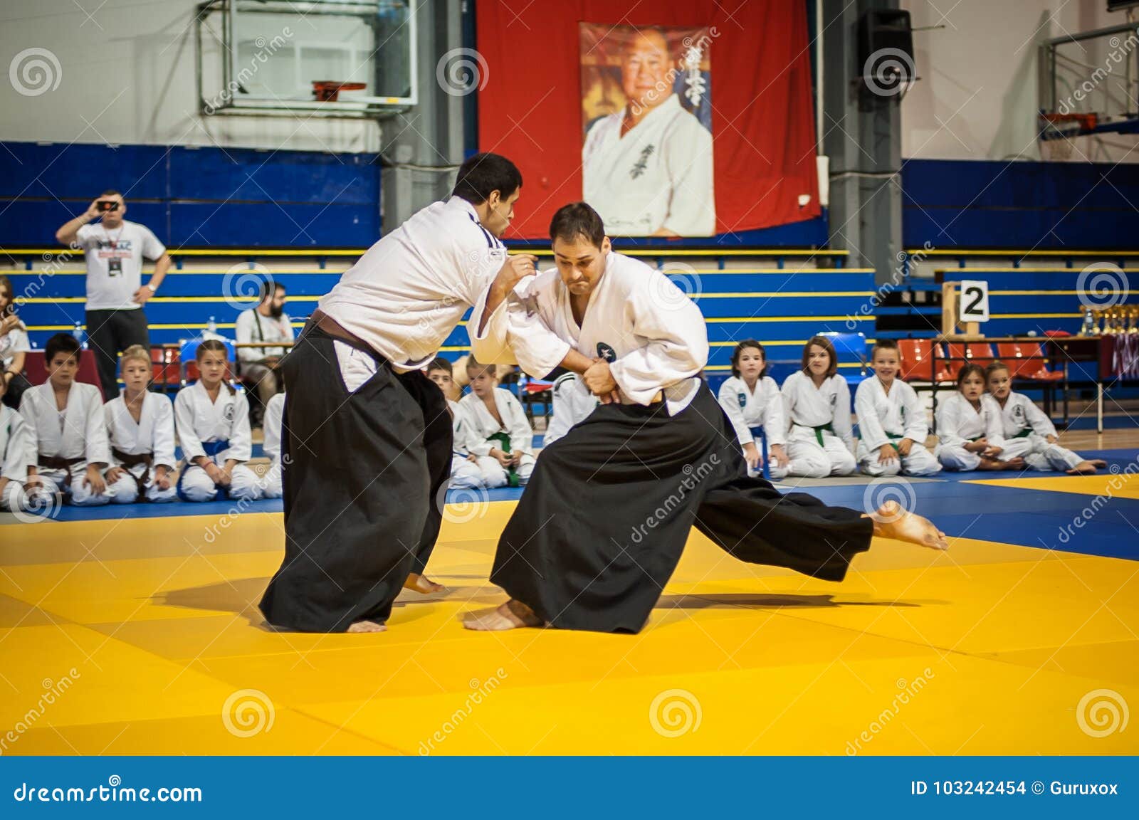 Art Instructor Demonstrate Aikido Techniques Marcial Imagen de archivo ...