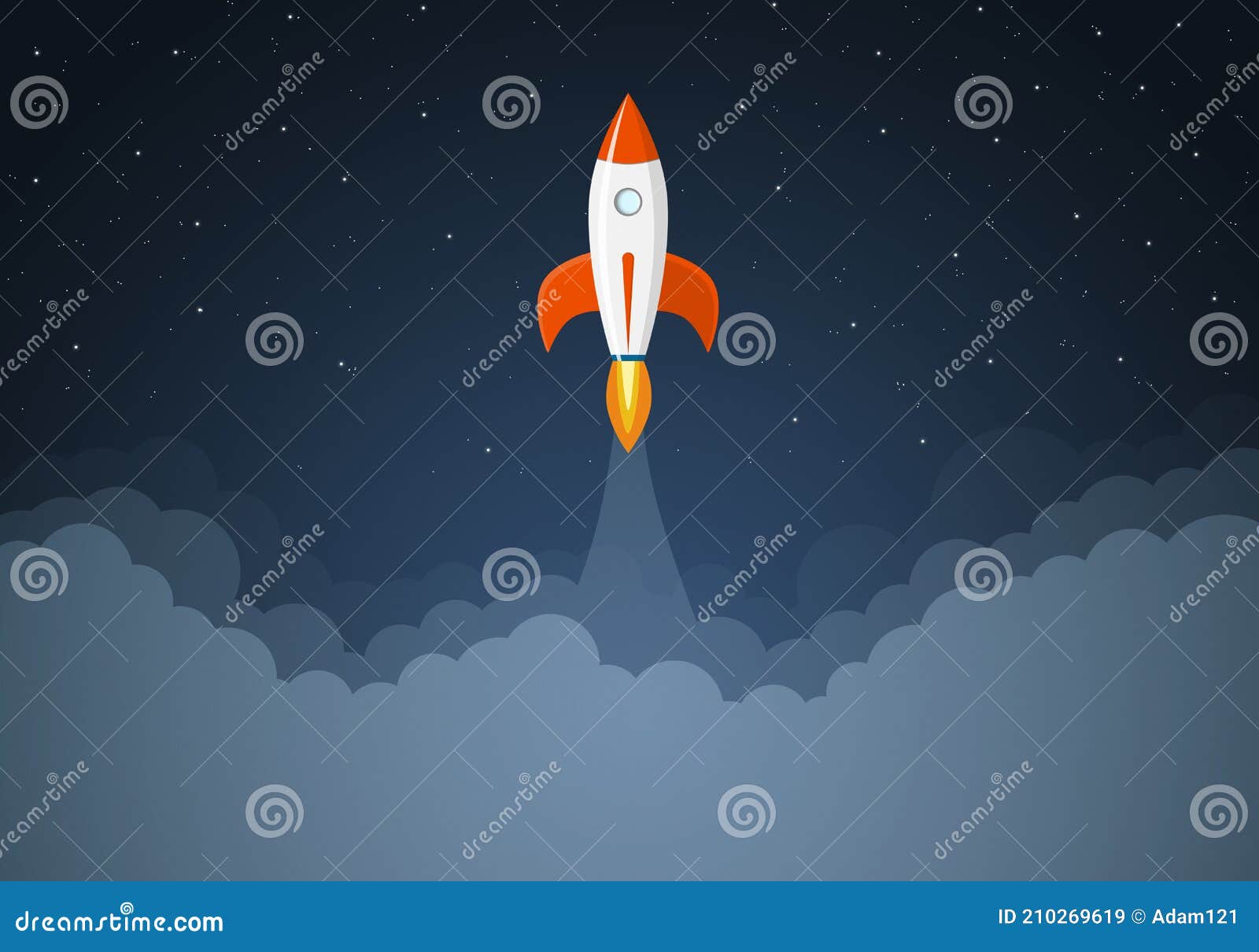 Rocket Takes Off into Outer Space Stock Illustration - Illustration of ...