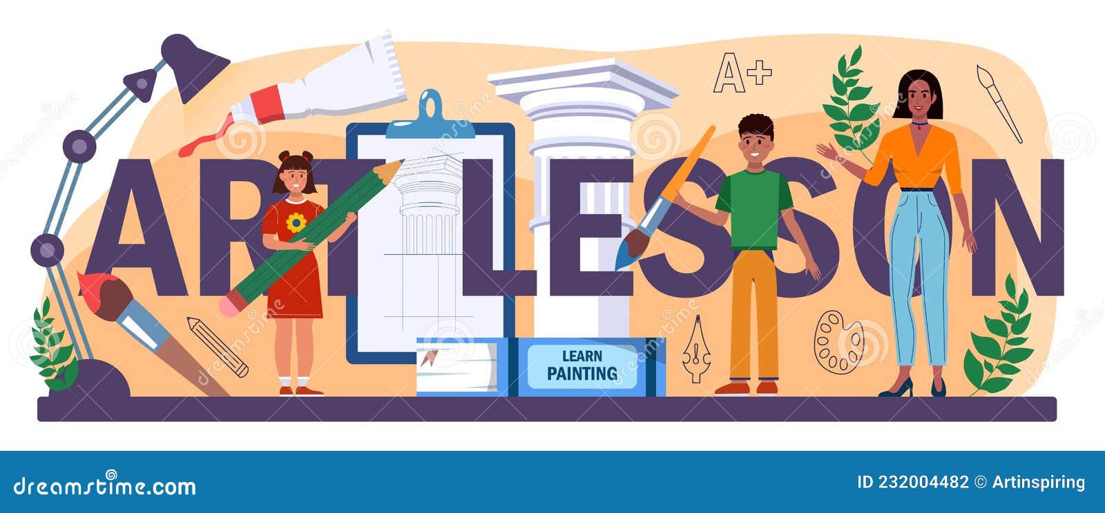 Art Lesson Typographic Header. Art School Education, Student Stock ...