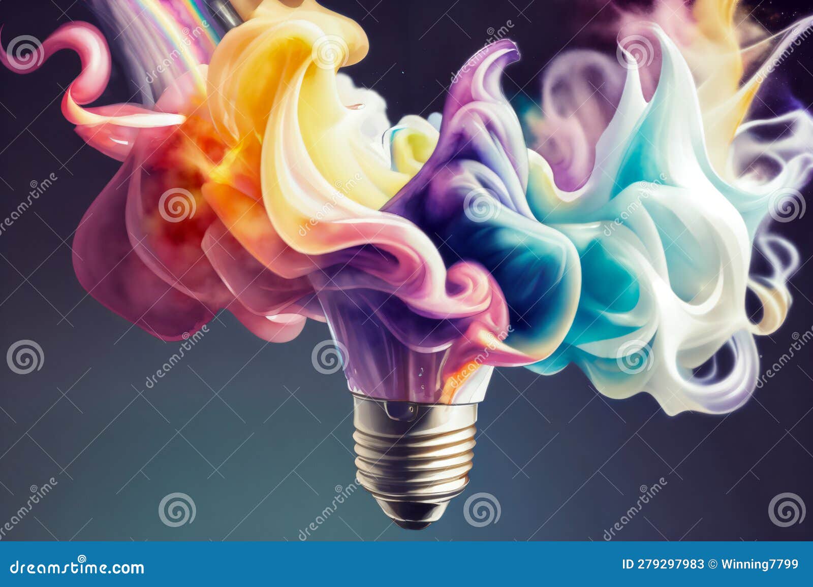 Art of a Light Bulb Lamp Exploding with Colorful Rainbow Paint Splash ...