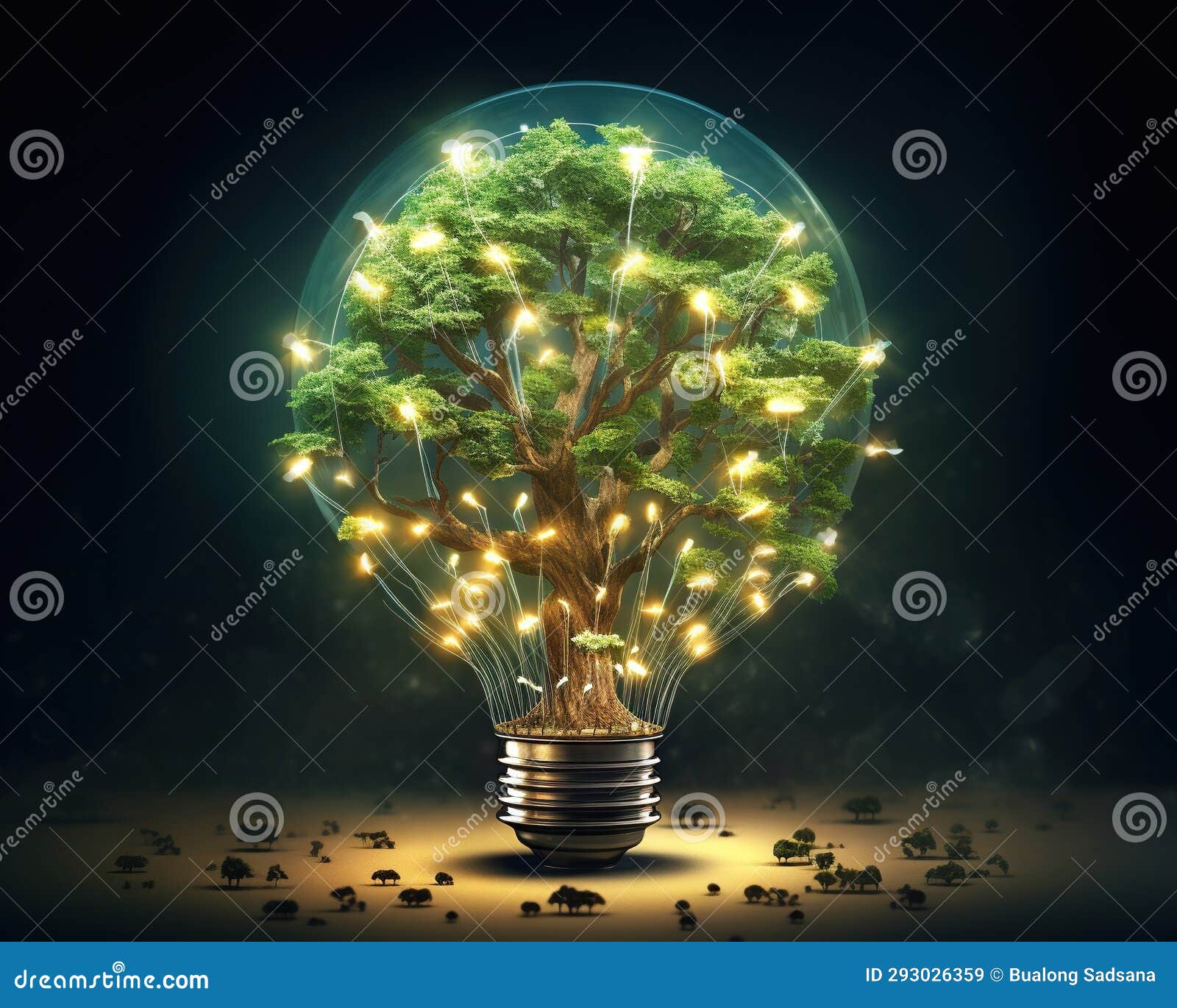 Lightbulb Tree Infographic Cartoon Vector | CartoonDealer.com #238179681