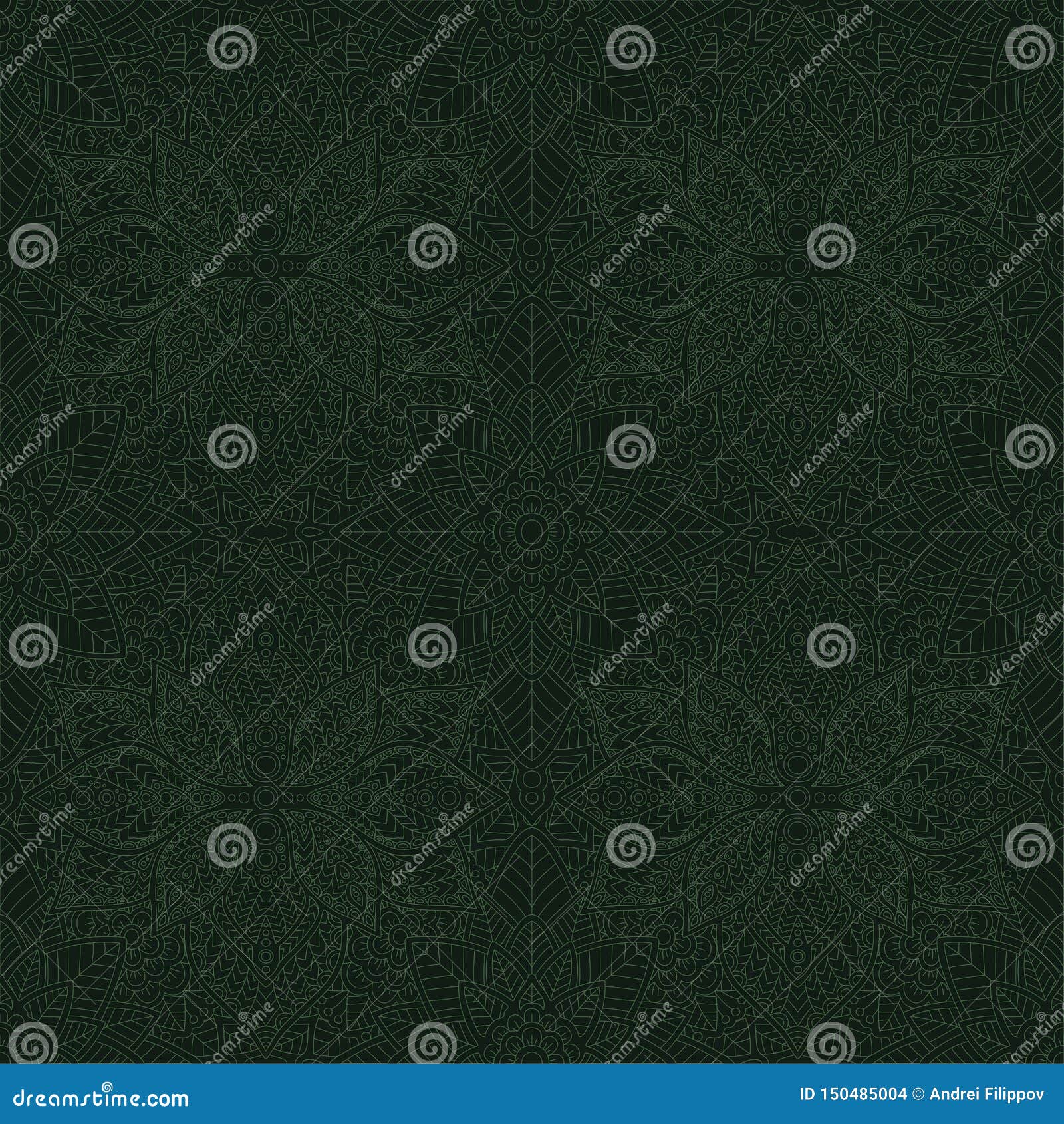 Art with Linear Green Seamless Floral Pattern Stock Vector ...