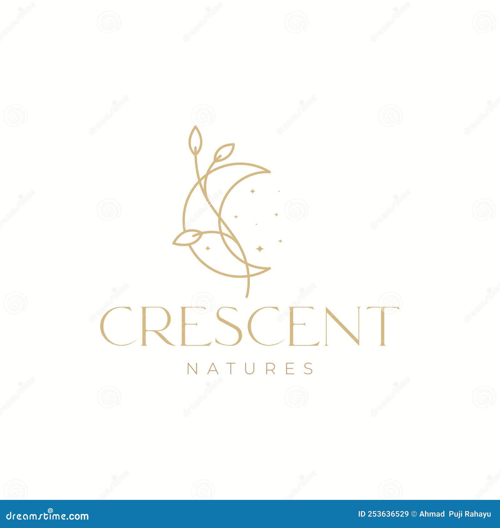 Art Lines Crescent with Foliage Logo Design Stock Vector - Illustration ...