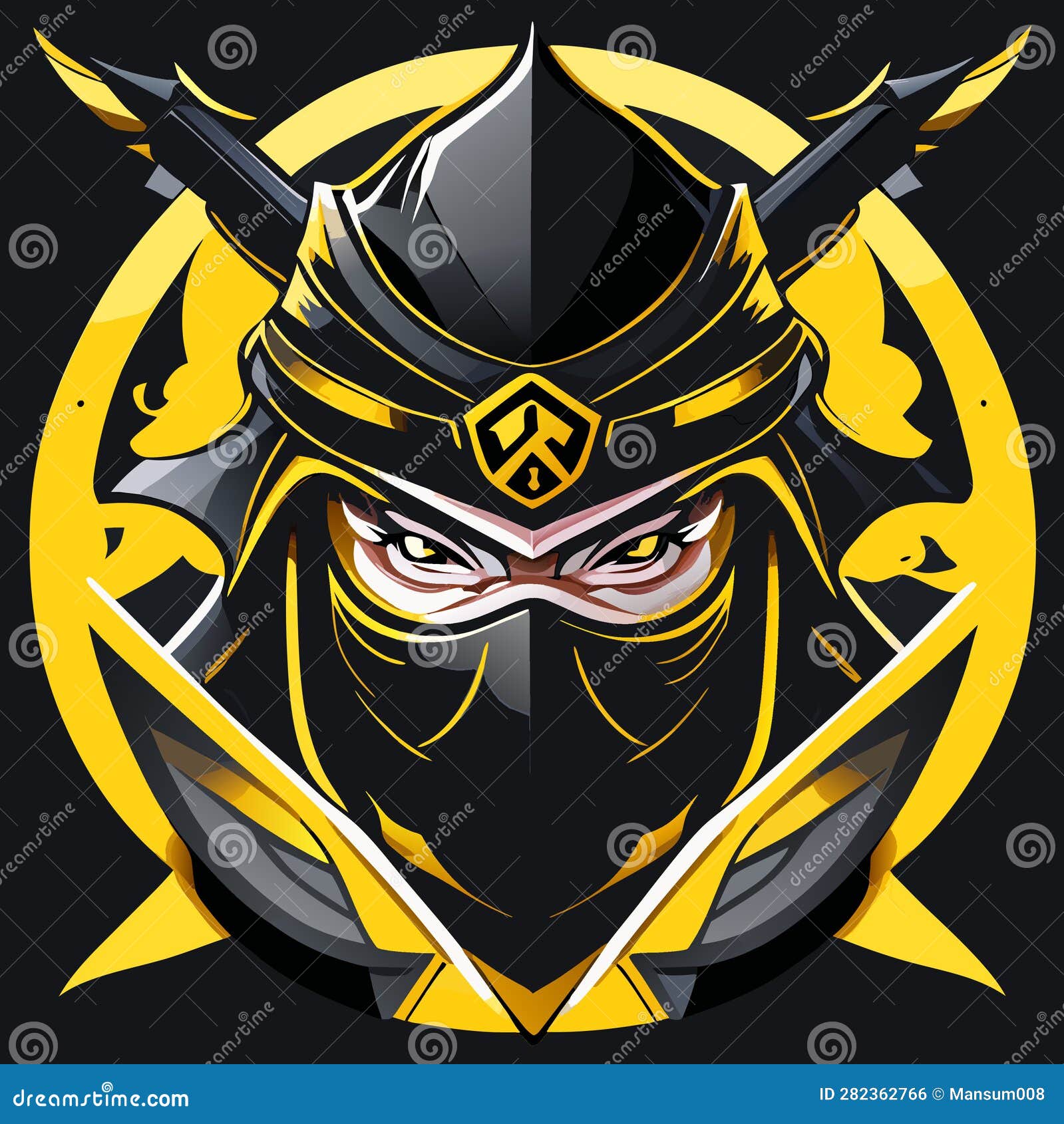 Logo Design of Ninja Warrior with Helmet Stock Illustration ...