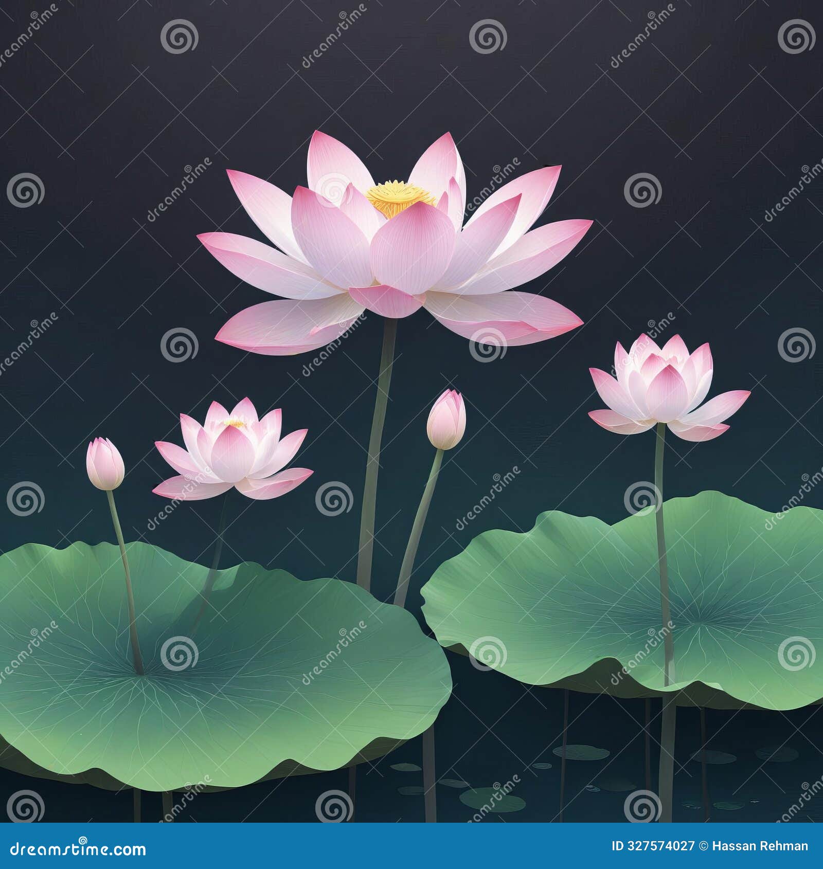 Art of Lotus Digital Illustration Stock Illustration - Illustration of ...