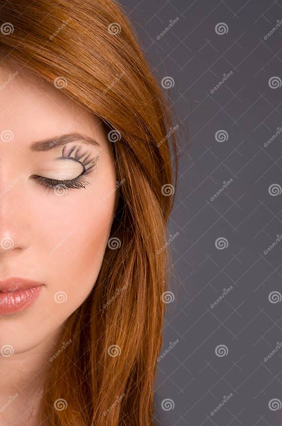 Art Makeup Close-up on the Face Model Stock Image - Image of portrait ...