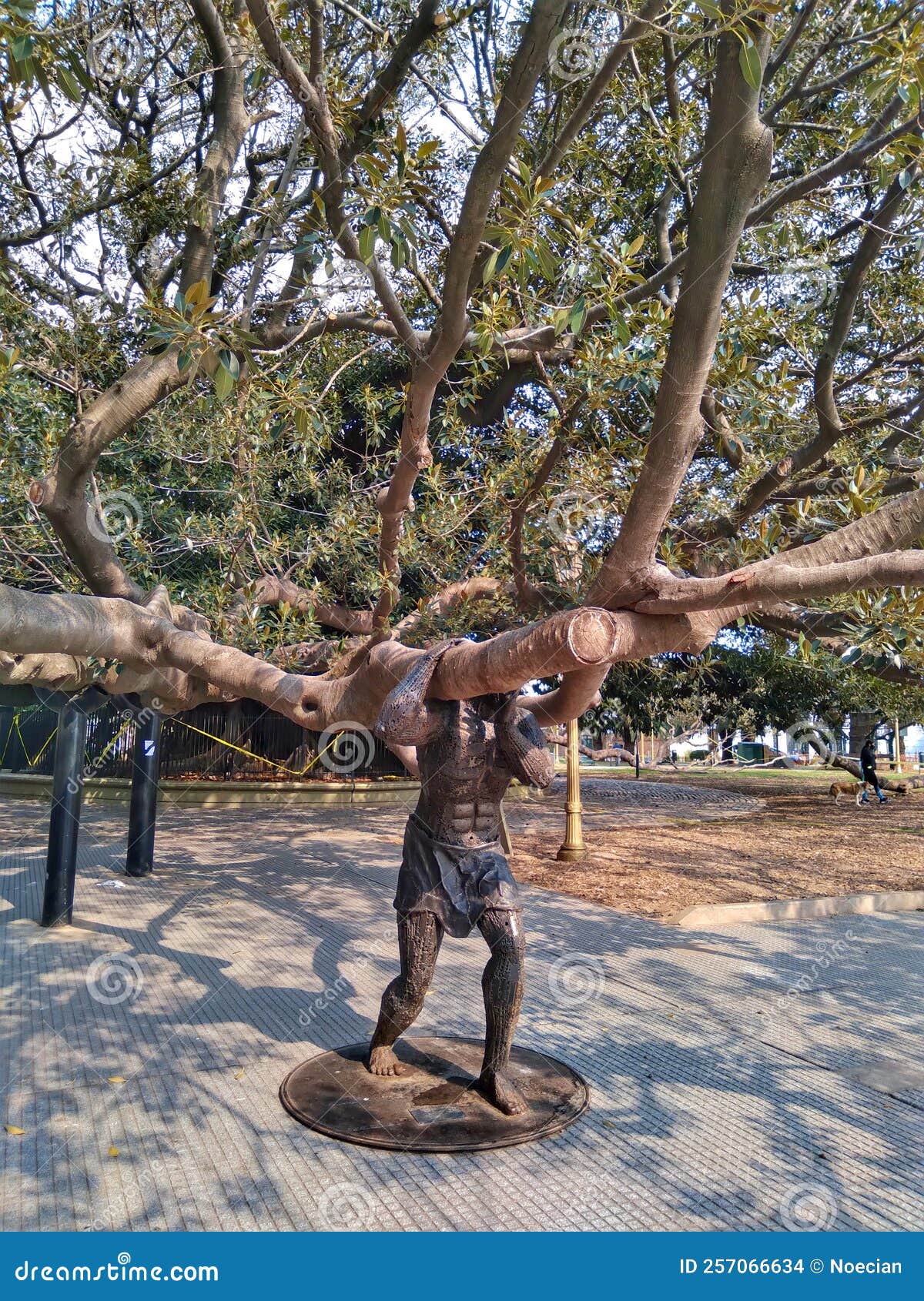 Art, man holding the tree stock photo. Image of statue - 257066634