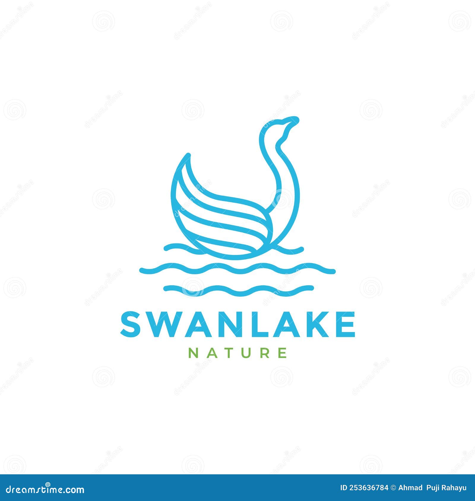 Art Modern Minimalist Swan Goose Lake Logo Stock Vector Illustration
