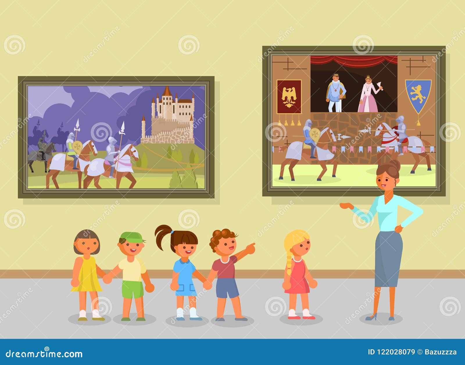 Museum Excursion Group Set Vector Illustration | CartoonDealer.com ...