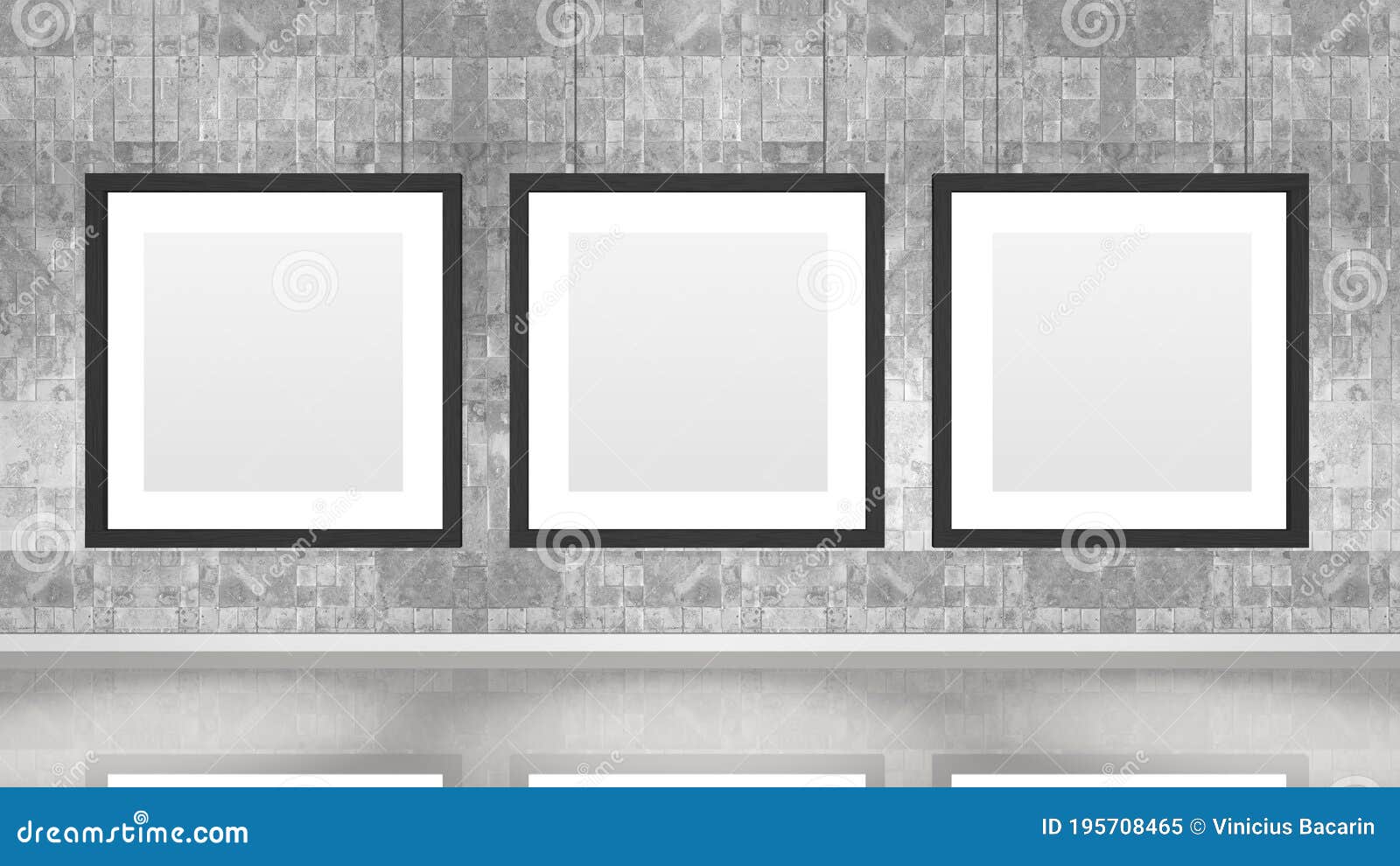 Art Museum Wall With Three Vertical Frames Stock Image | CartoonDealer ...