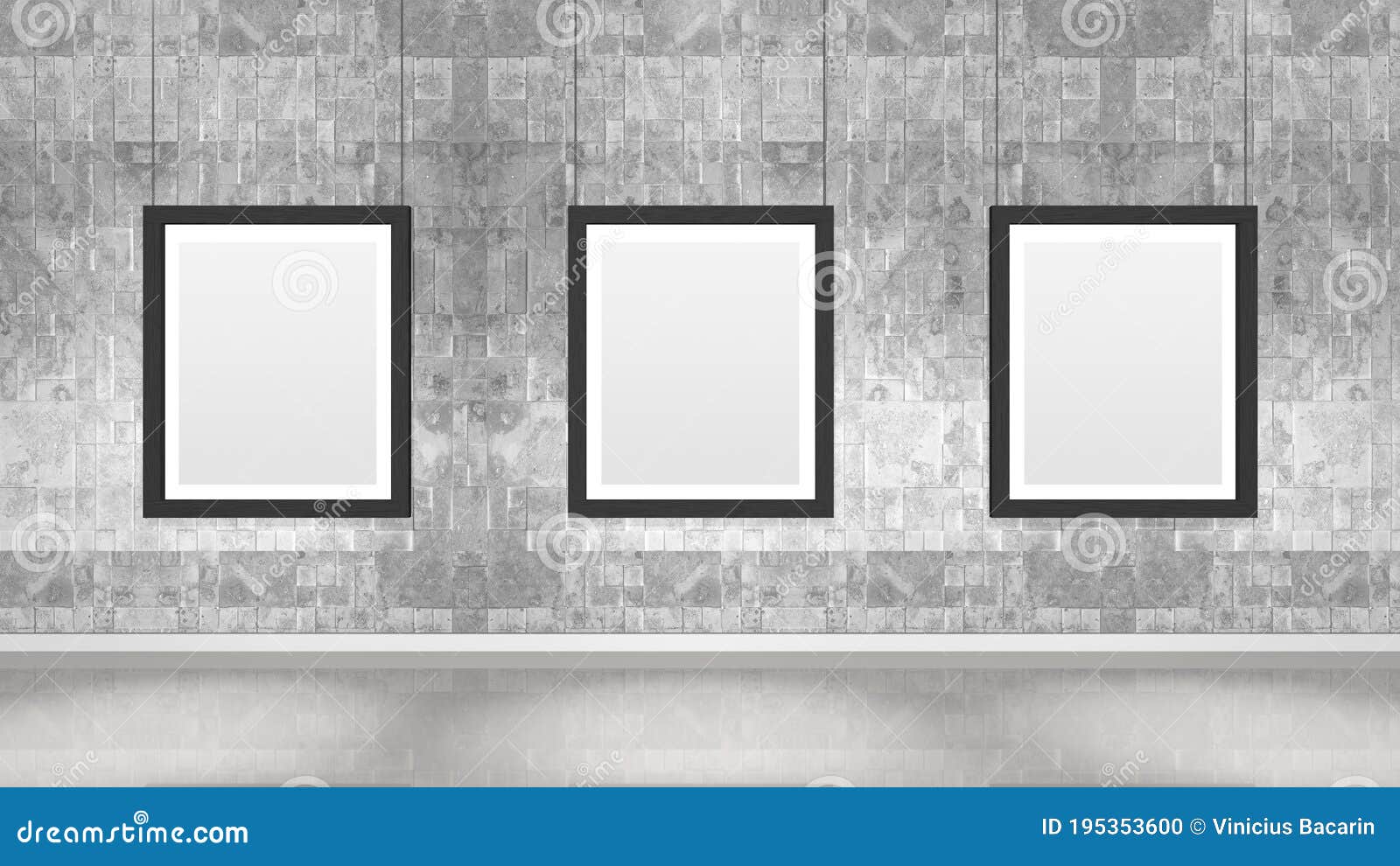 Art Museum Wall With Three Vertical Frames Stock Image | CartoonDealer ...
