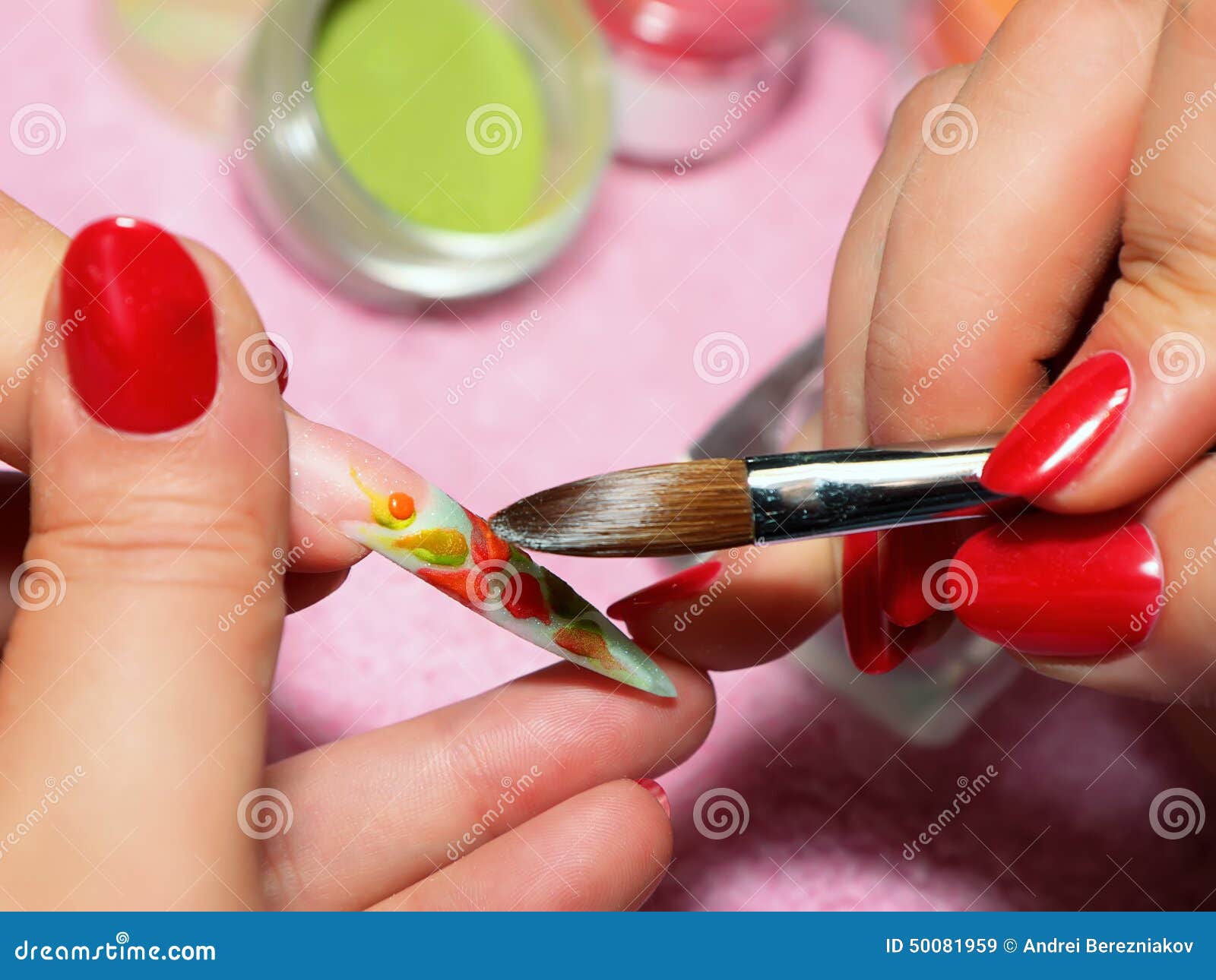Art nail. Working process. stock image. Image of nails - 50081959