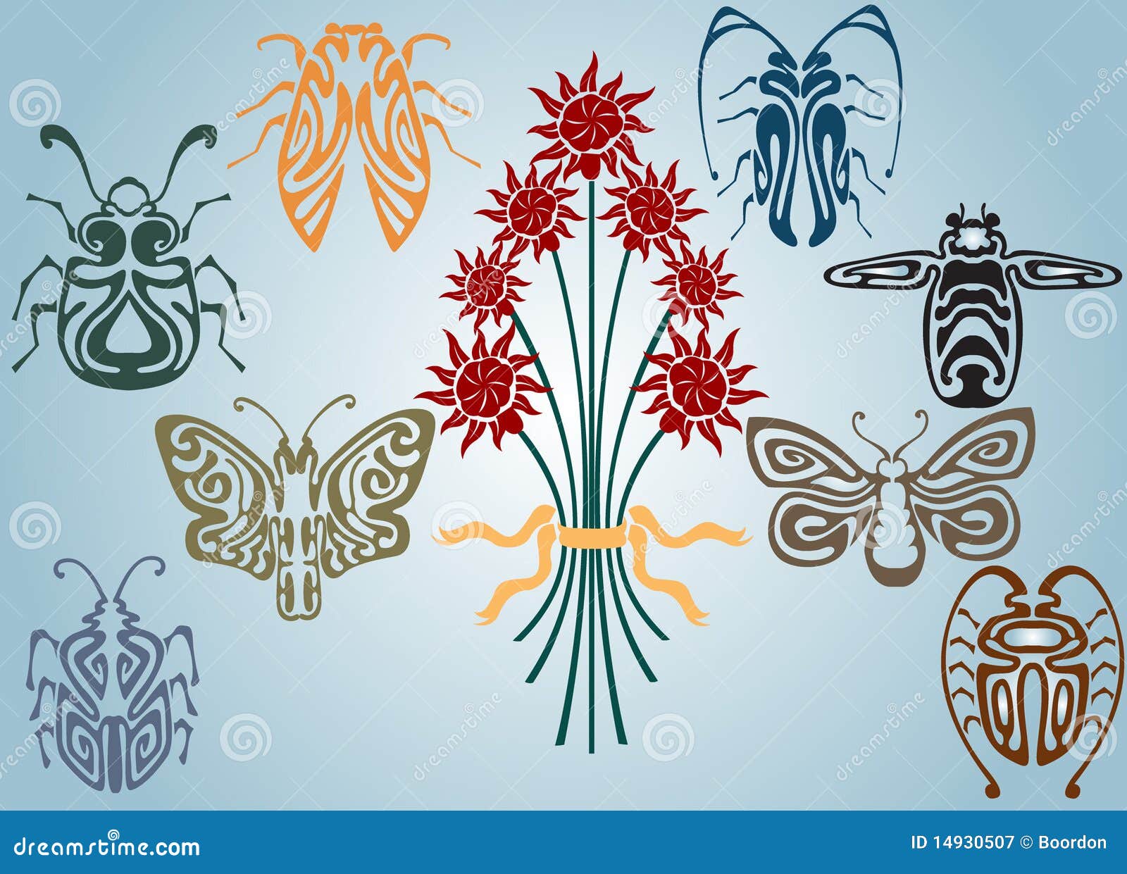 Art Nouveau Collection Insects Stock Vector - Illustration of ...