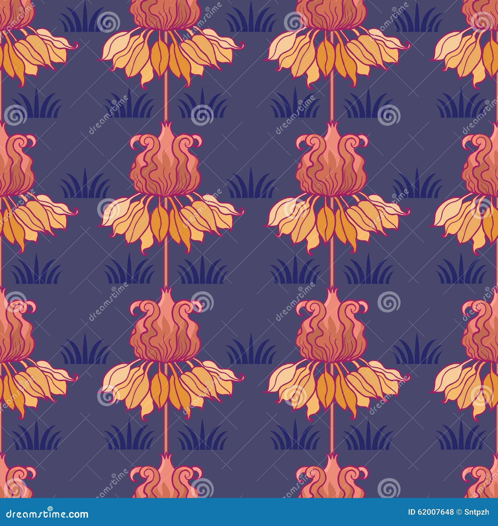 Art Nouveau Pattern with Flowers Stock Vector - Illustration of grungy ...