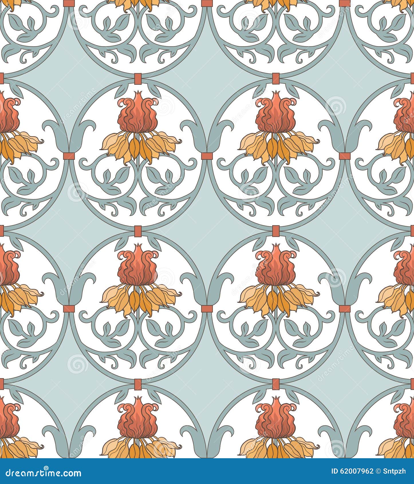 Art Nouveau Pattern with Flowers Stock Vector - Illustration of floral ...