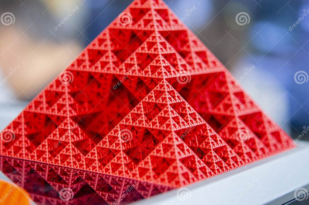 Art Object Printed 3D Printer Red Melted Plastic Close-up Model Pyramid ...
