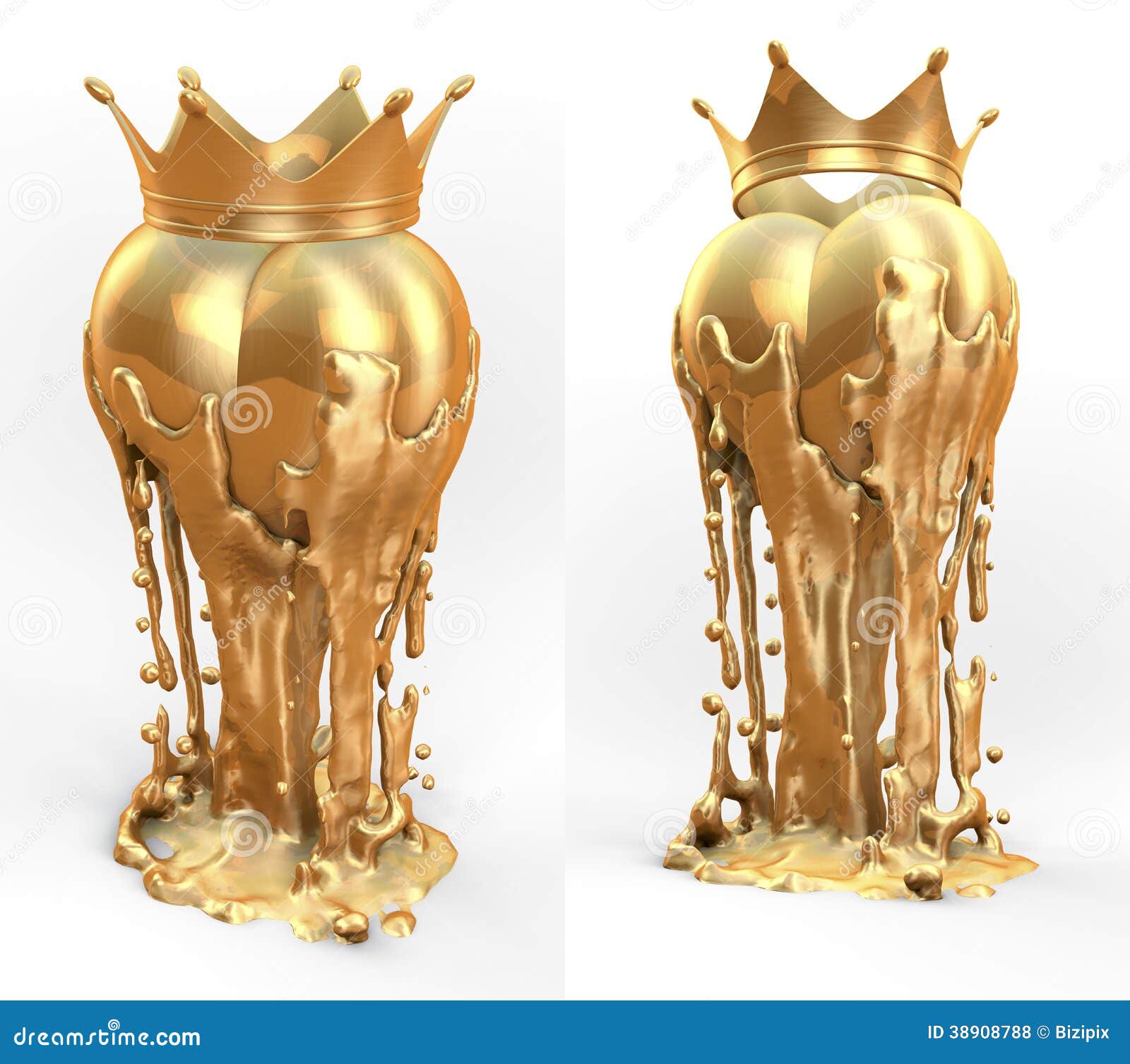 Art Object, Totem, Trophy Golden Heart with Crown Stock Illustration ...