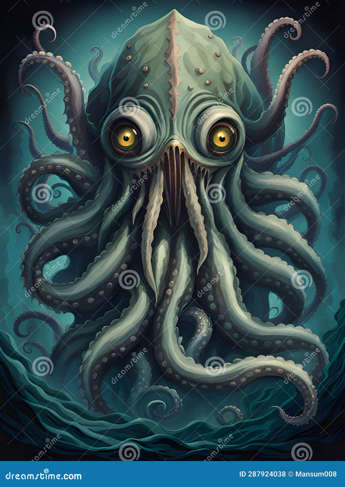 Art Octopus in a Cartoon Illustration, Ai Generated Stock Photo - Image ...