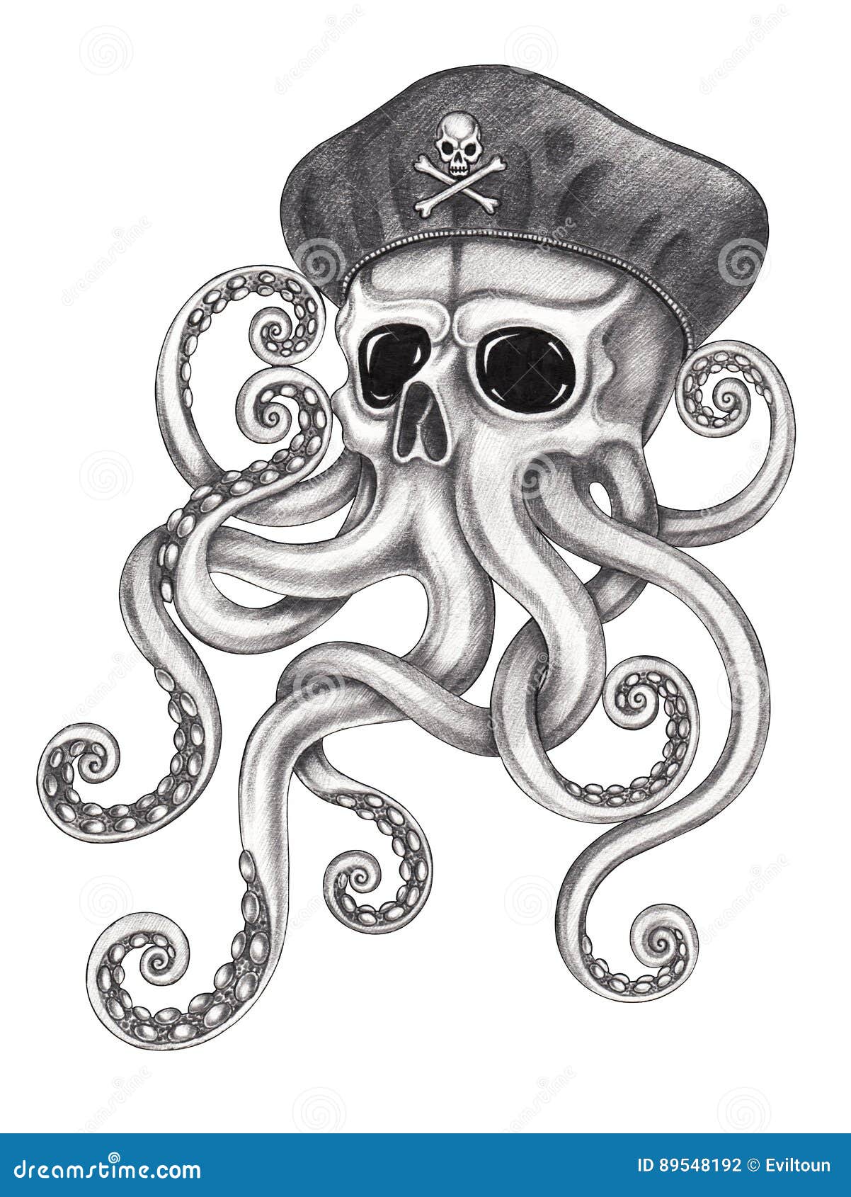 Octopus Anatomy Skeleton. Poulpe Sea Monster. Vector Aquatic Animal ...