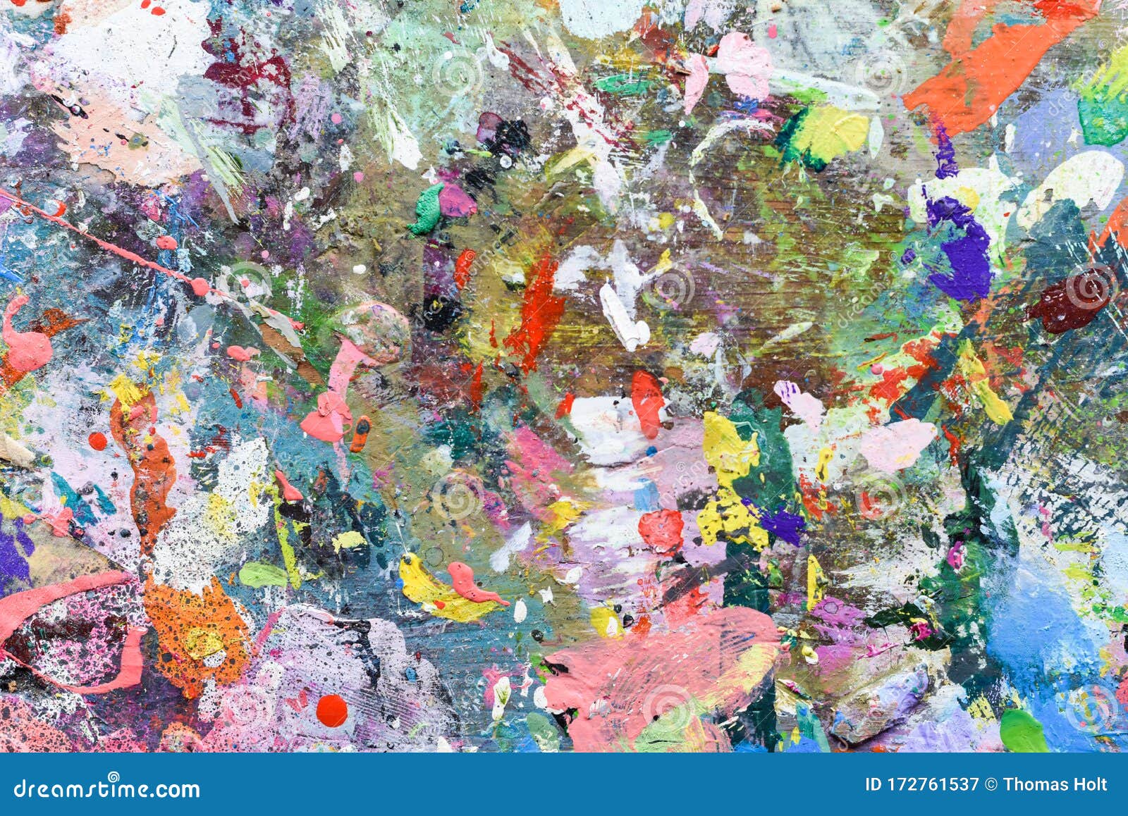 Art Paint Background of Bright Multi Coloured and Textured Painted ...
