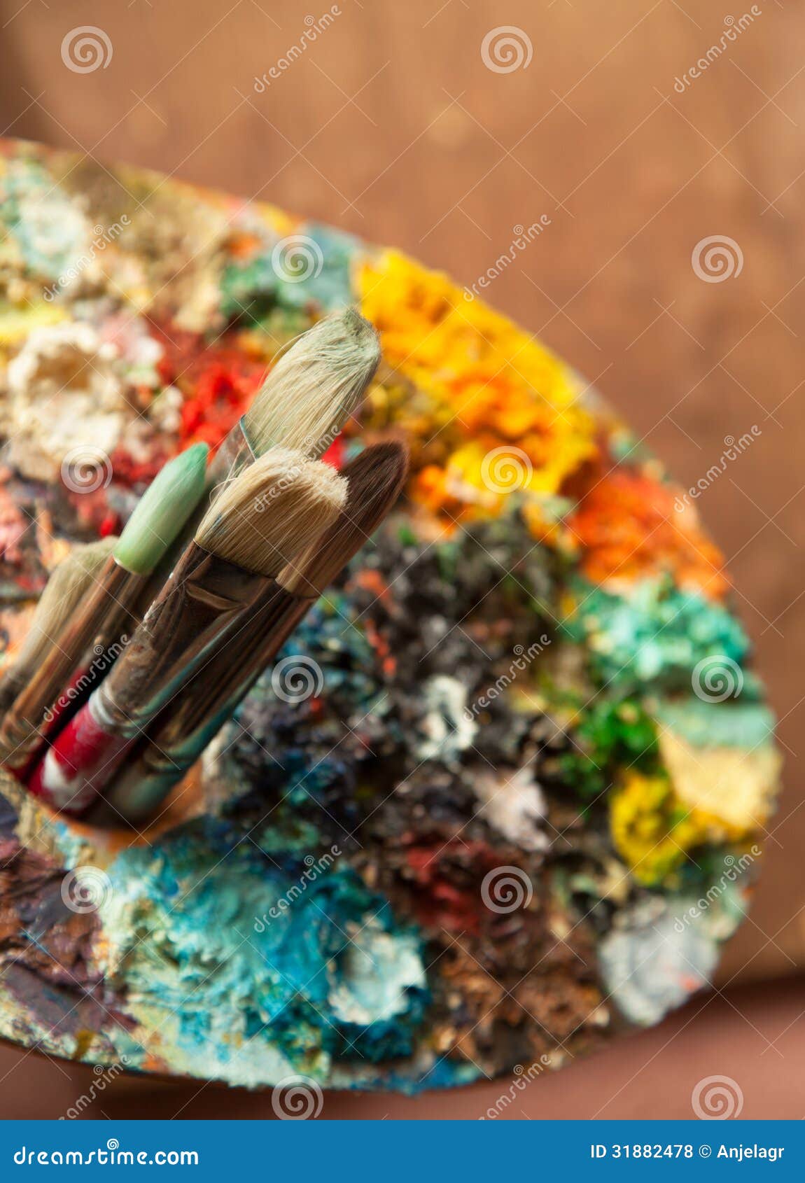 Art Paint Brushes and Palette Stock Photo - Image of creative, crafts ...