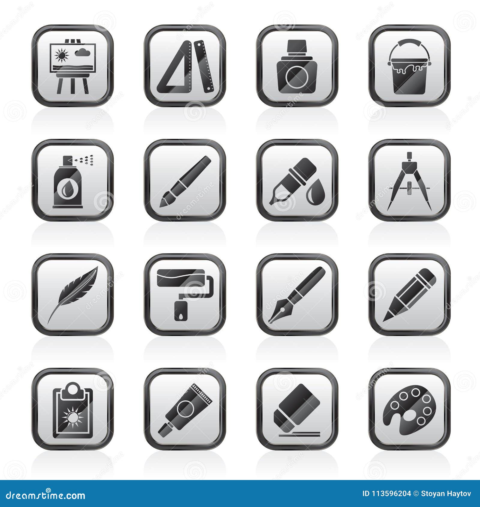 Art and painter icons stock vector. Illustration of business - 113596204