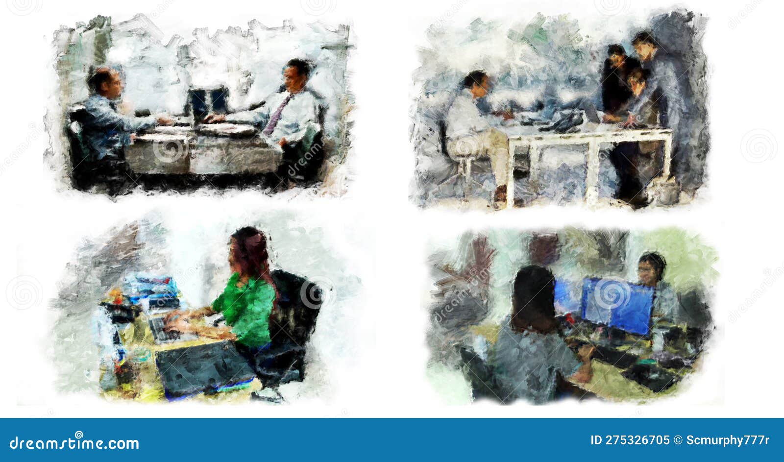 Office Activity - Discussion, Work, Typing Stock Illustration ...