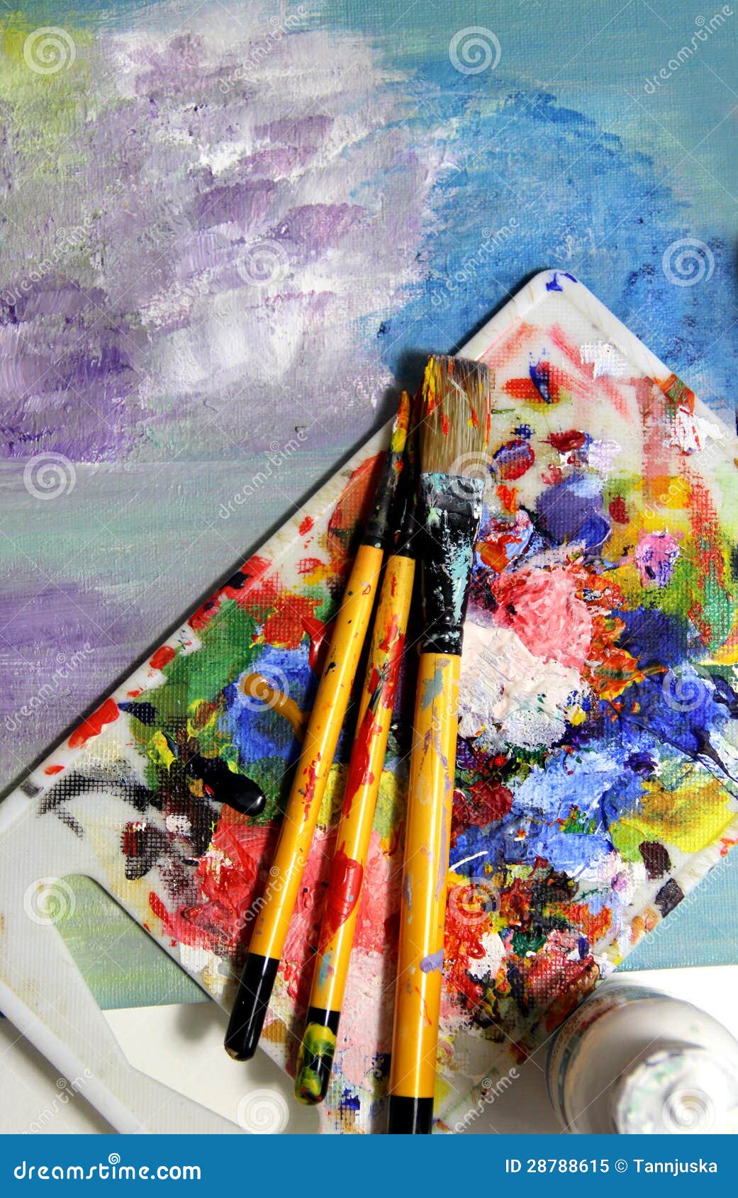 Art Palette and Mixing Painting Stock Image - Image of creativity ...