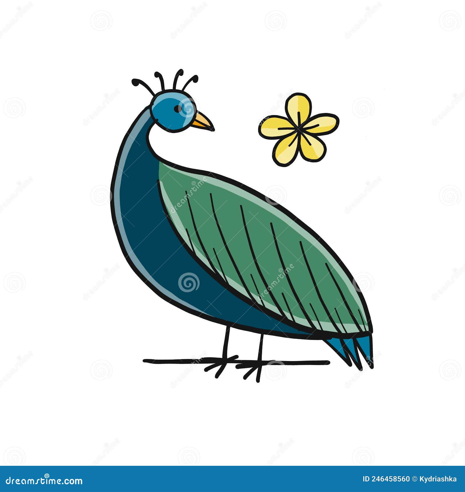 Art Peacock Character Isolated on White, Sketch for Your Design Stock ...