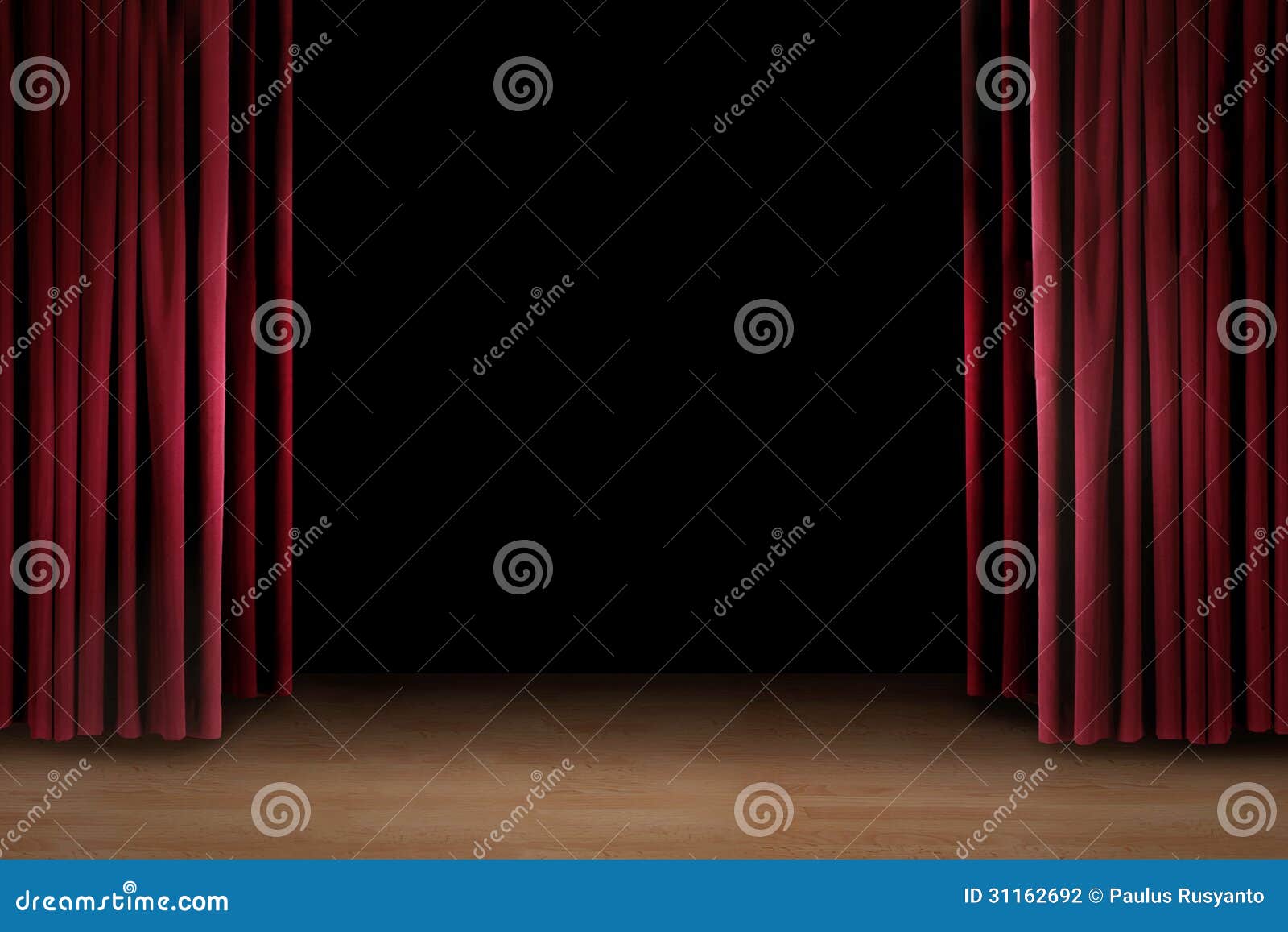 Art Performance Stage with Red Curtain Stock Illustration ...
