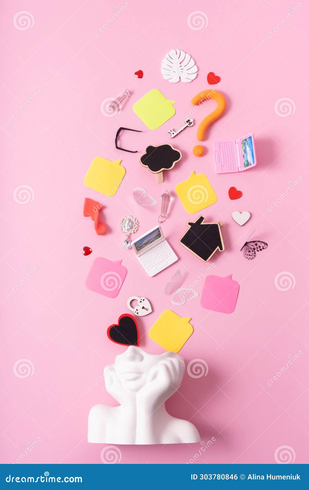 Art Photo Collage with the Concept of Thought Process, Ingenuity and ...