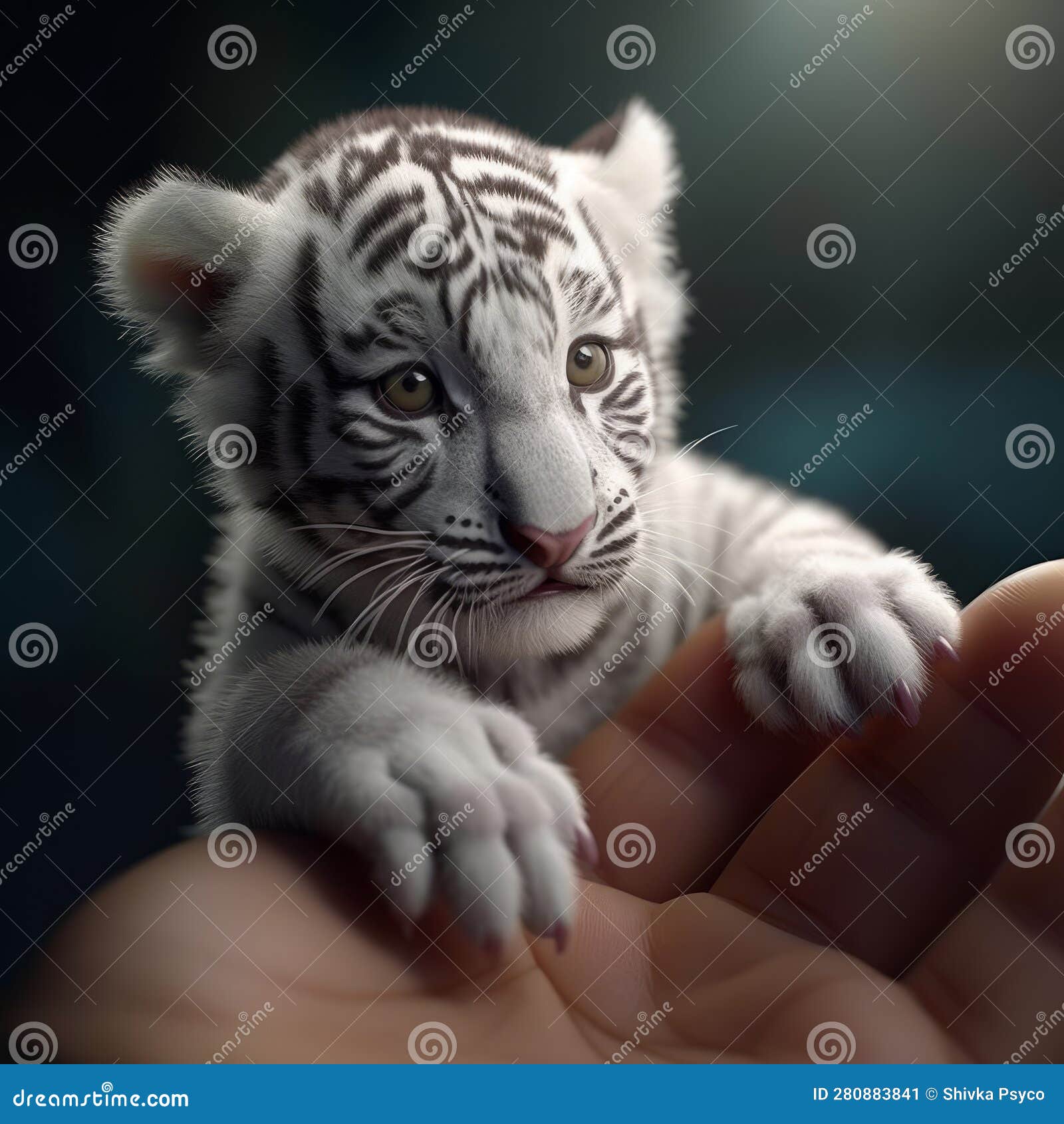 An Art Piece Showcasing a Cute Tiger on Hand Generative AI Stock ...