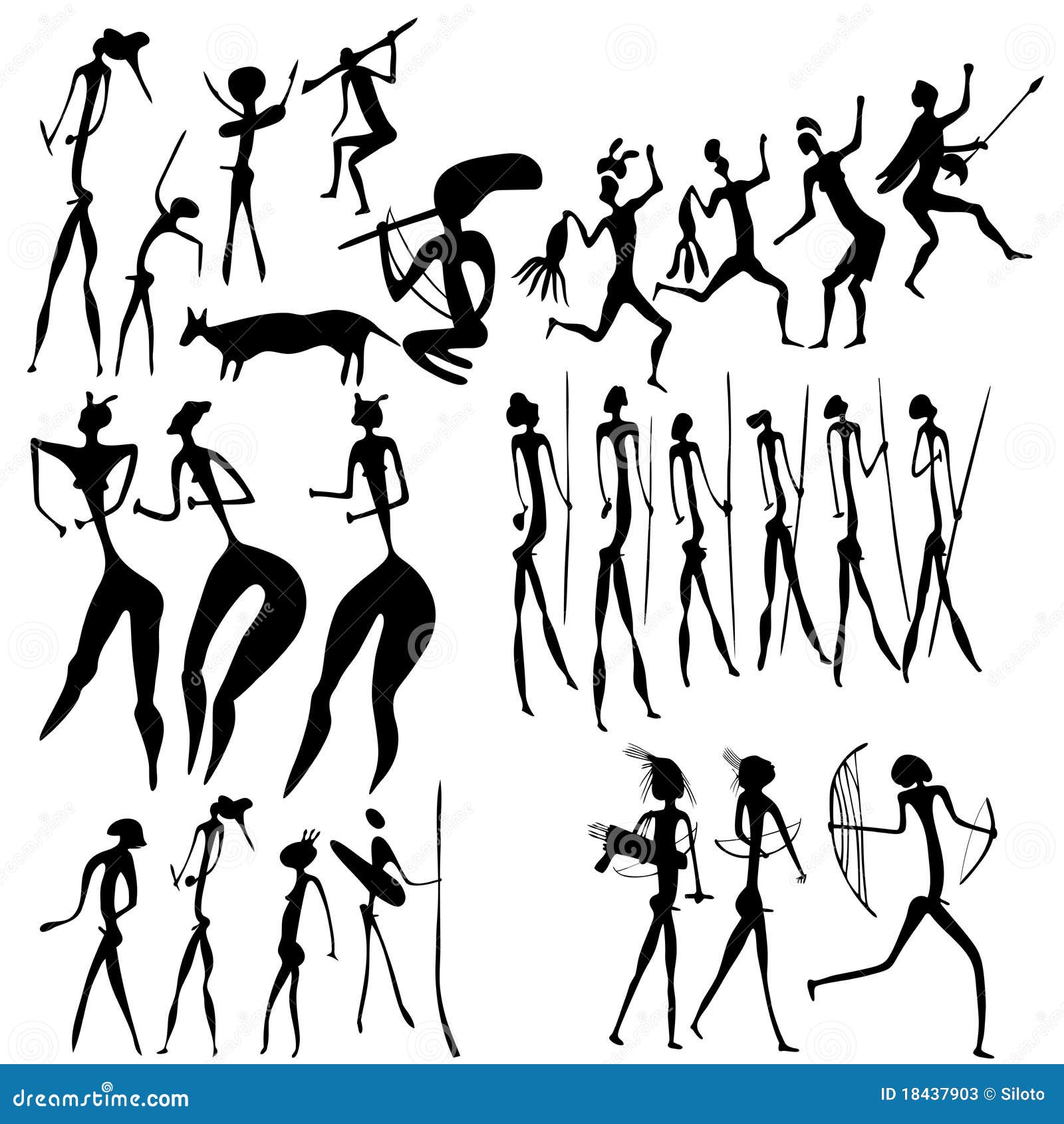 Art Primitif - Diverses Figures Illustration de Vecteur - Illustration ...