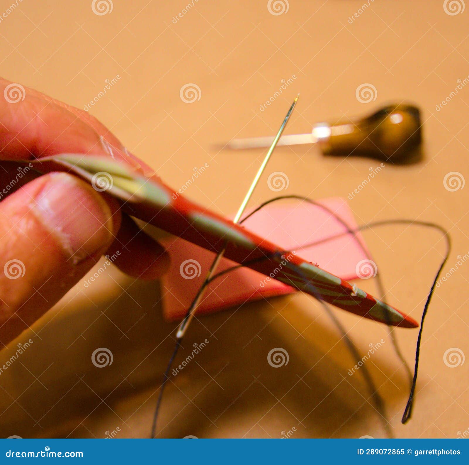 Art Project Using Paper, Awl, Needle, Thread Stock Image - Image of ...