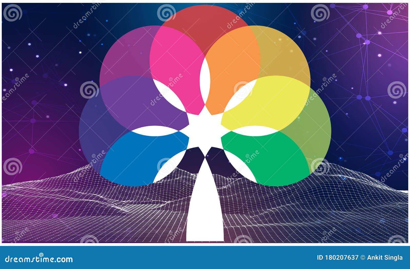 Art Of Rainbow Tree On Abstract Smoke Background Cartoon Vector ...