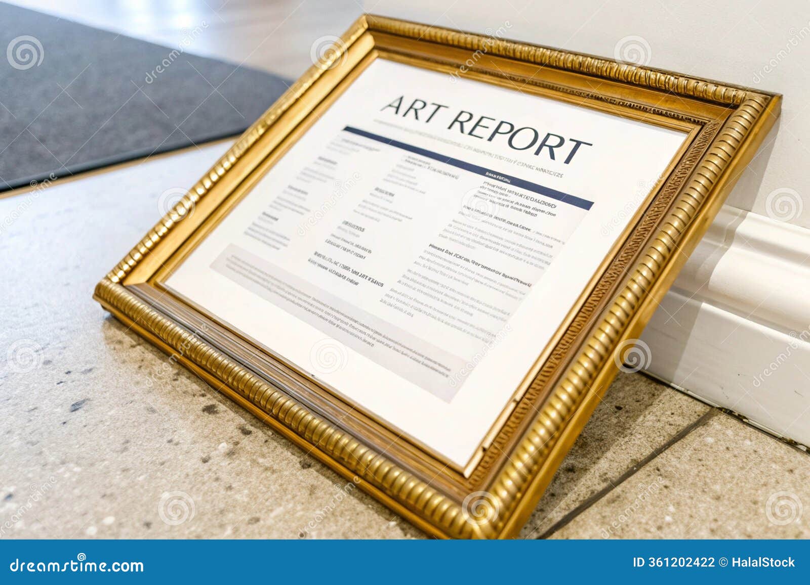 Art Report in Frame. a Report is in a Gold Frame Stock Illustration ...
