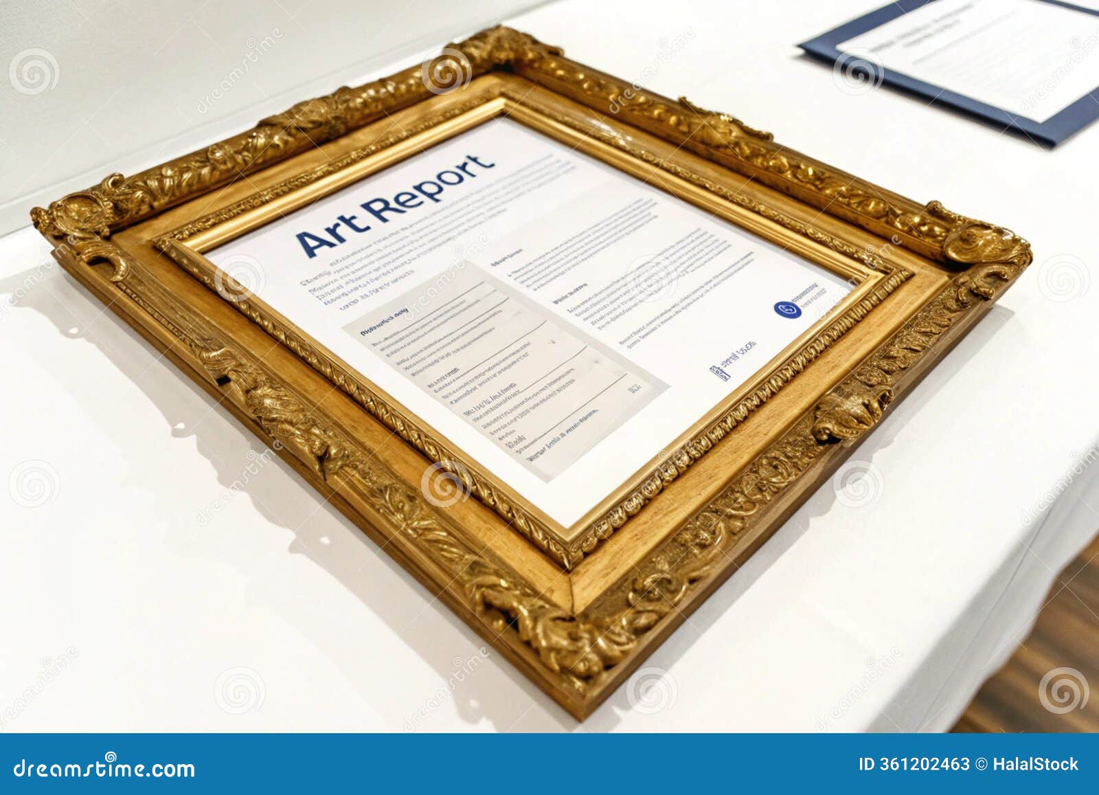 Art Report in Frame. a Report is in a Gold Frame Stock Illustration ...