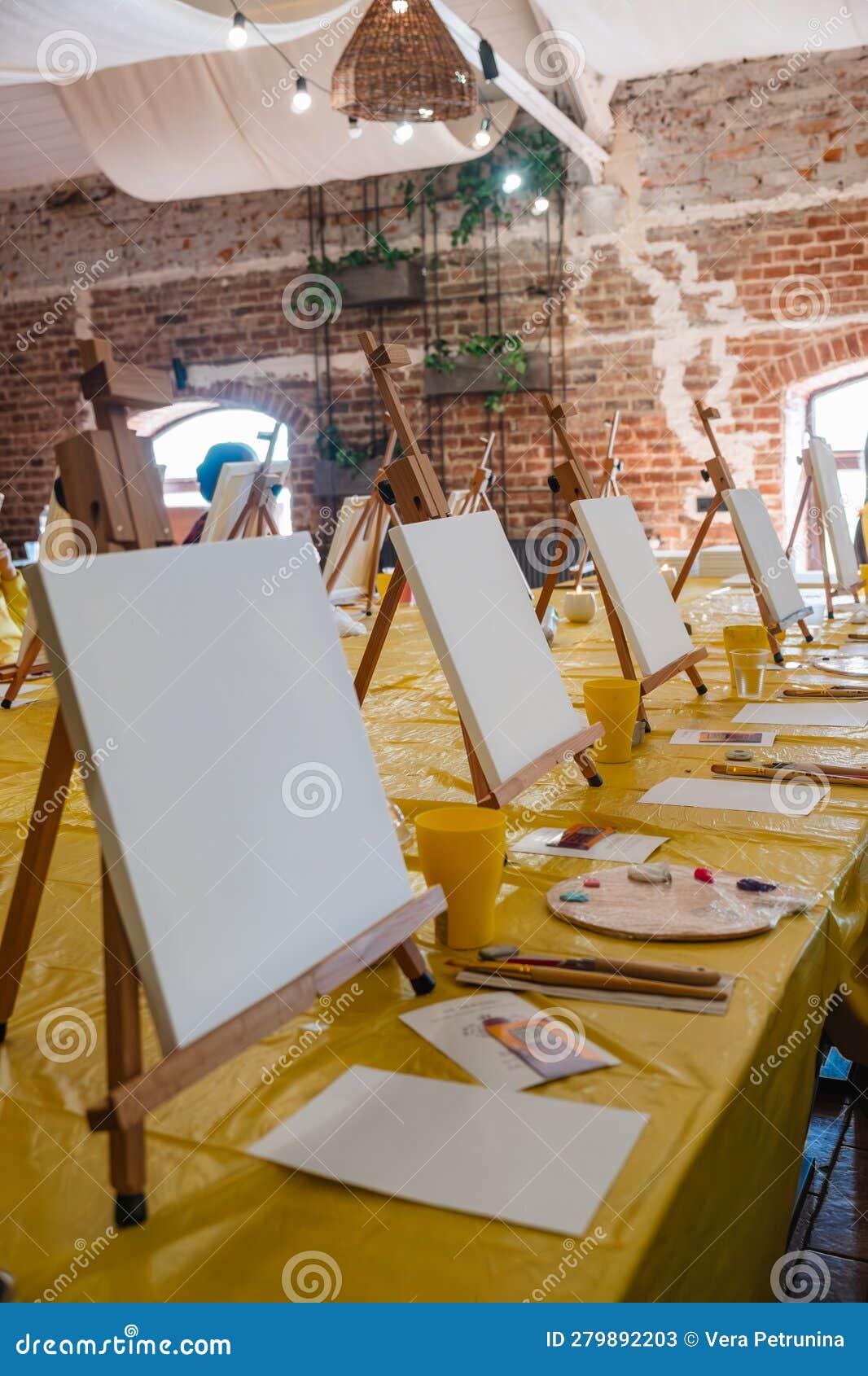 Art Room with Empty Canvas Classroom Stock Image - Image of ...
