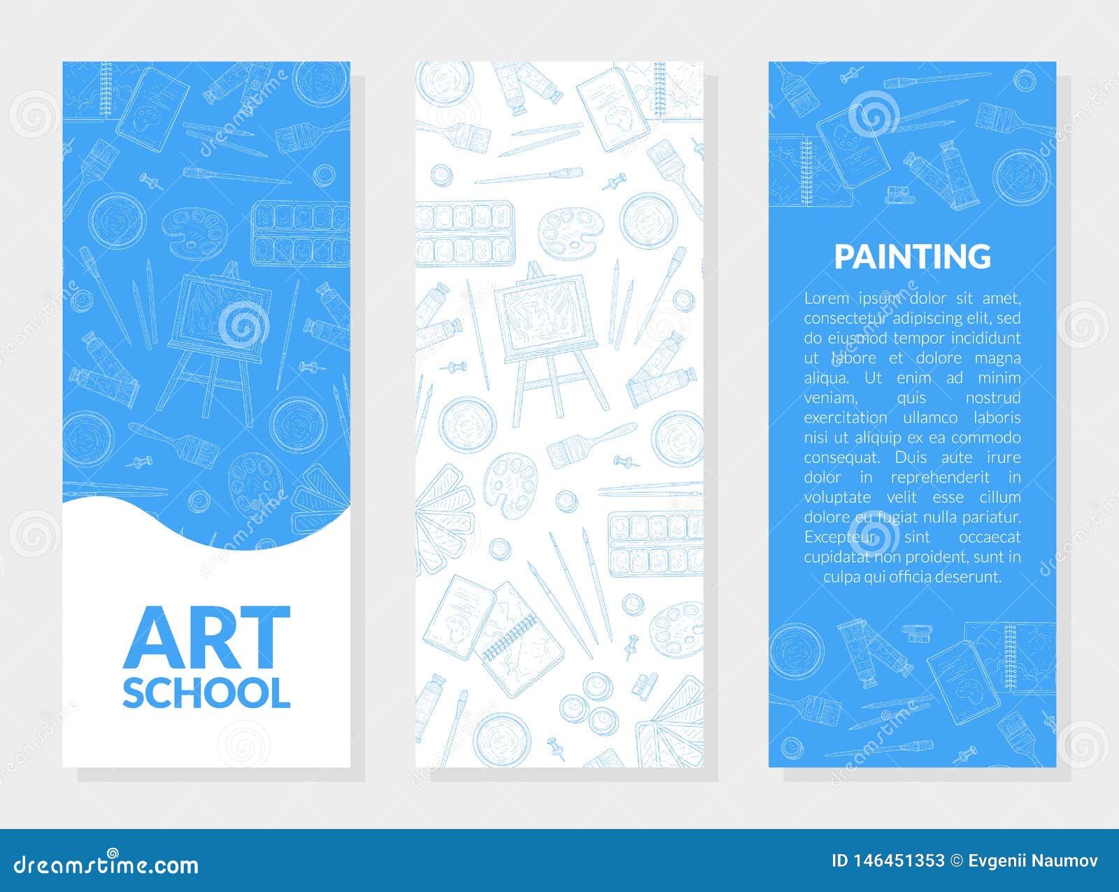 Art School Banner Templates Set with Place for Text and Artistic ...