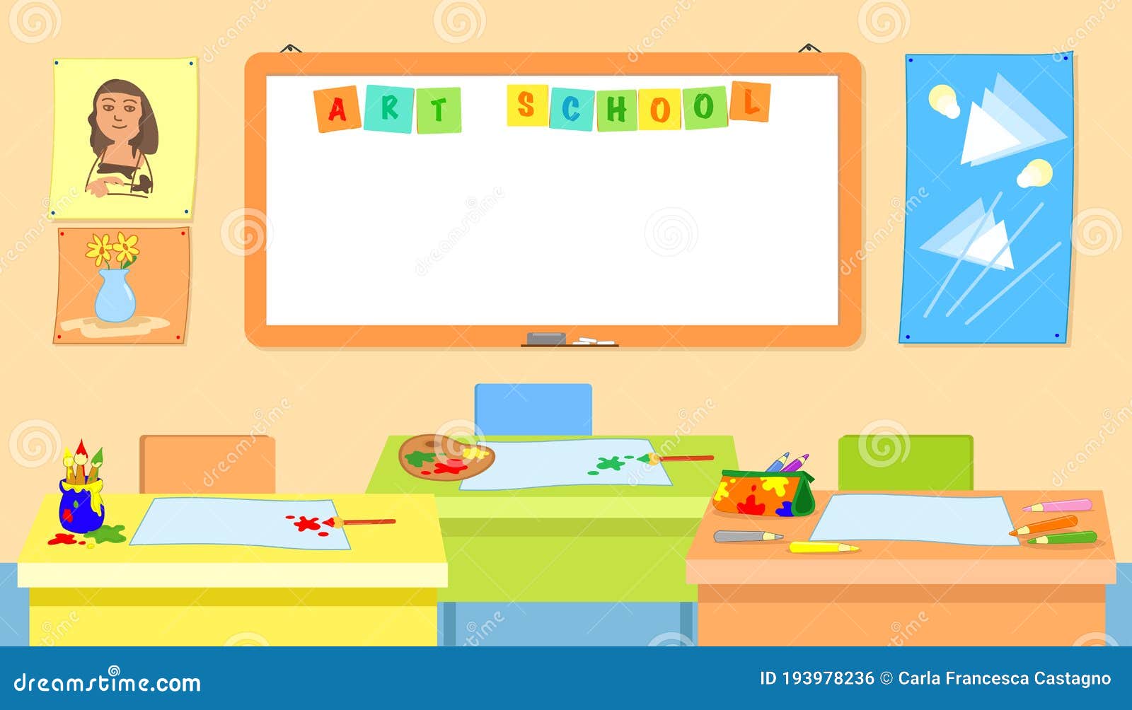 Empty Art School Classroom Vector Illustration Stock Vector ...
